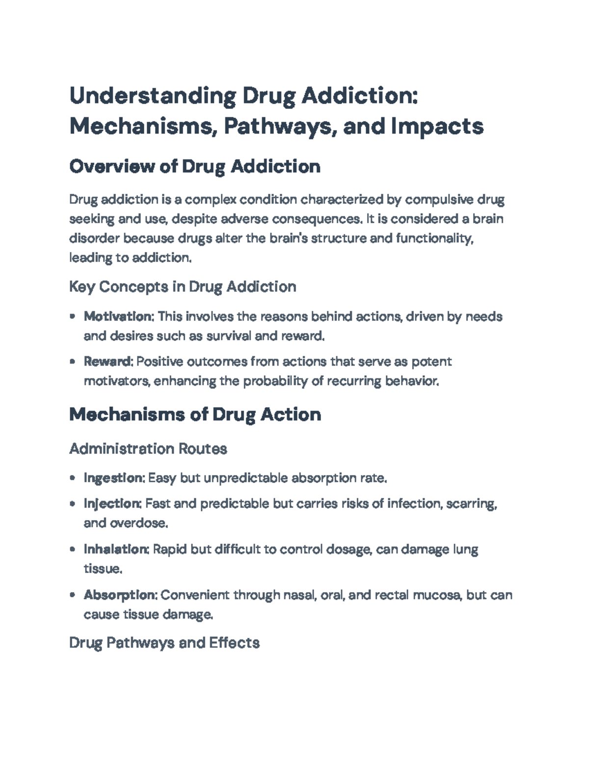Understanding Drug Addiction: Mechanisms & Pathways Overview (Course ...