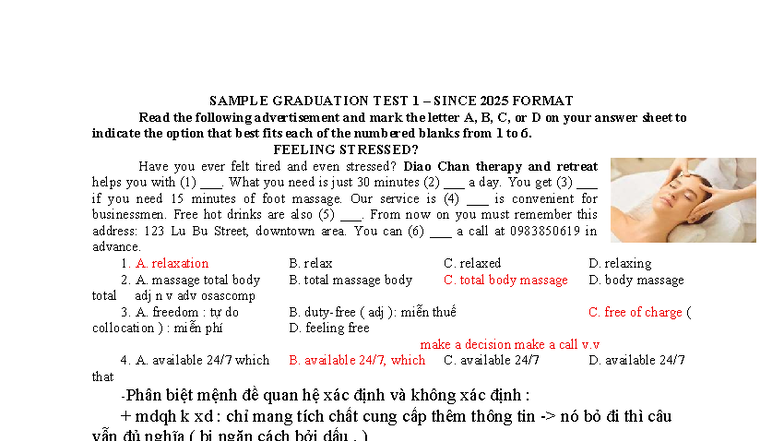 SAMPLE ENGLISH TEST 50 MINUTES - GRADUATION PREPARATION - Studocu