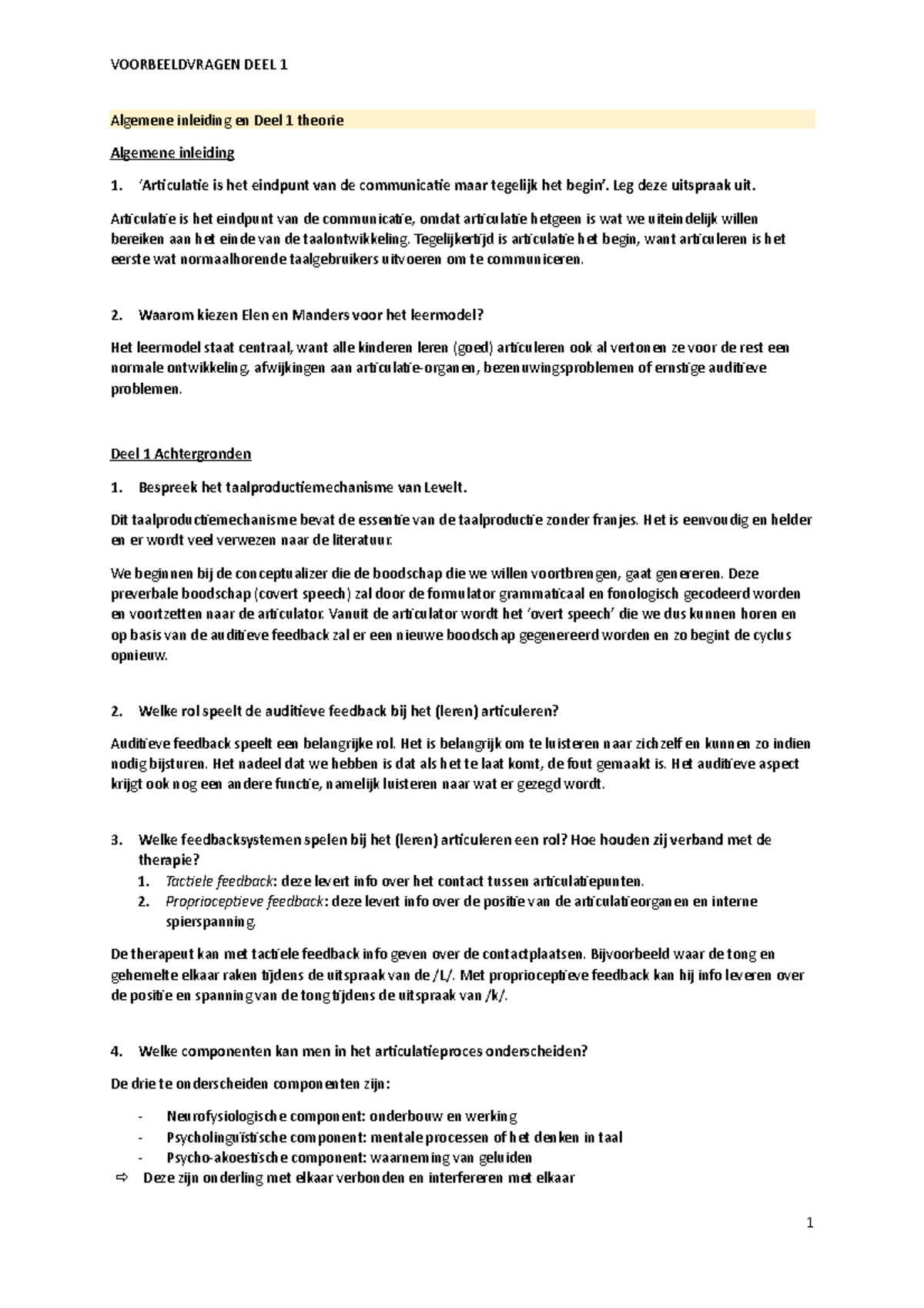 Voorbeeldexamenvragen deel 1 - Algemene inleiding en Deel 1 theorie ...