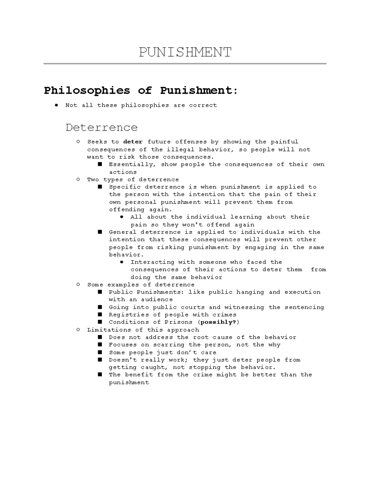 Philosophies of Punishment: A Critical Examination of Approaches - Studocu