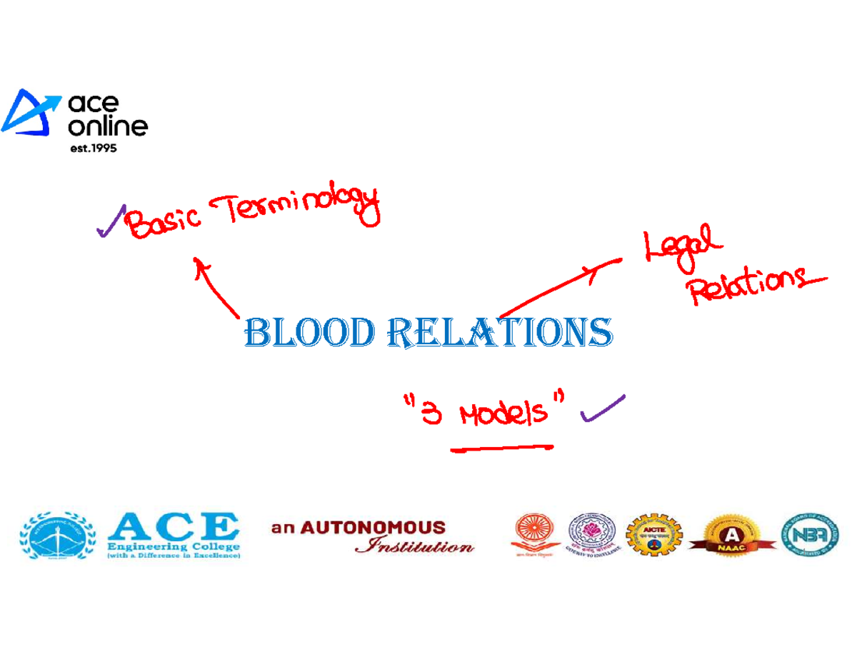 Blood Relations & Puzzles (GATE_2022) - Study Notes - Studocu