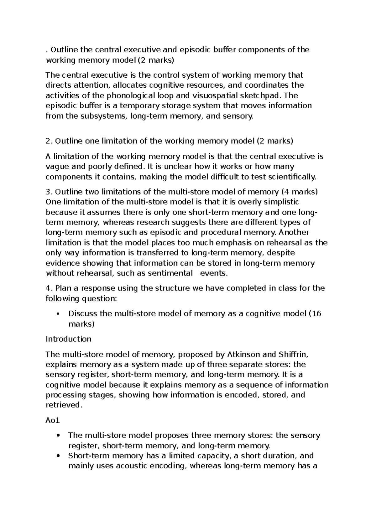 Working Memory Model: Central Executive & Limitations (Psych 101) - Studocu