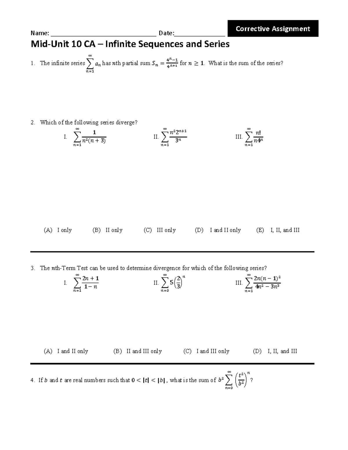Calc mid-unit 10 corrective assignment - Name: _______________________________ Date ...