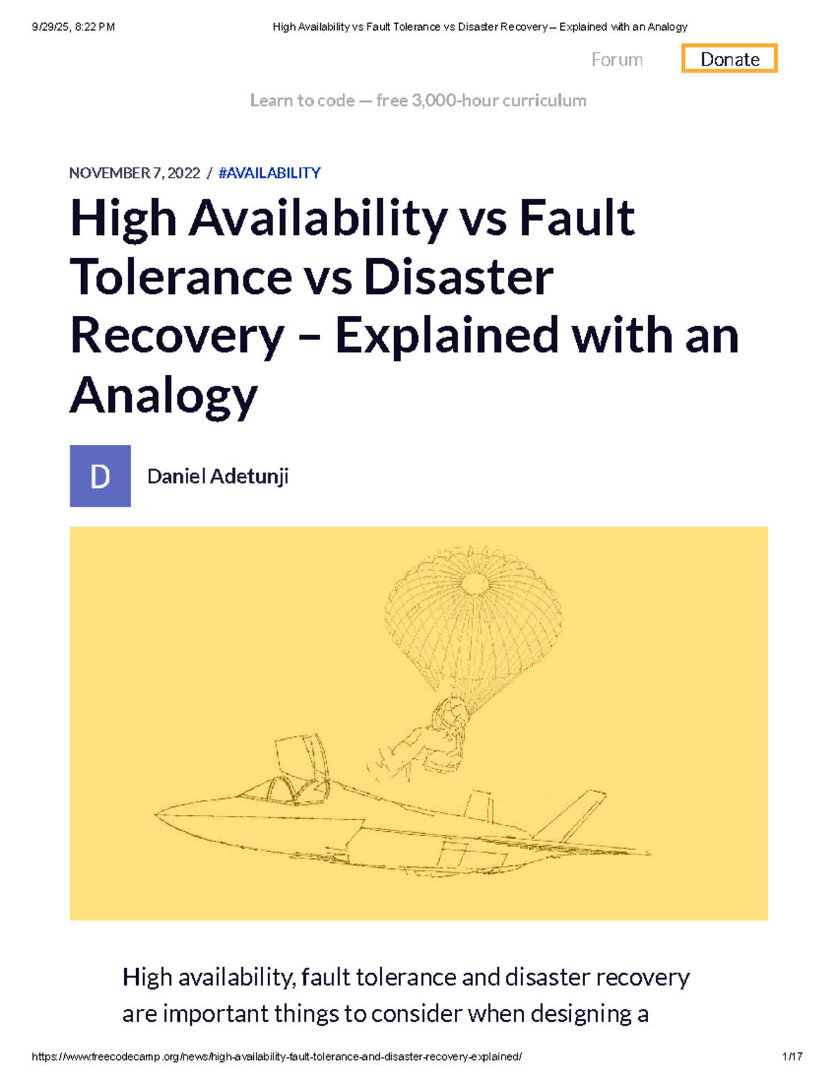 High Availability, Fault Tolerance & Disaster Recovery Explained: An ...