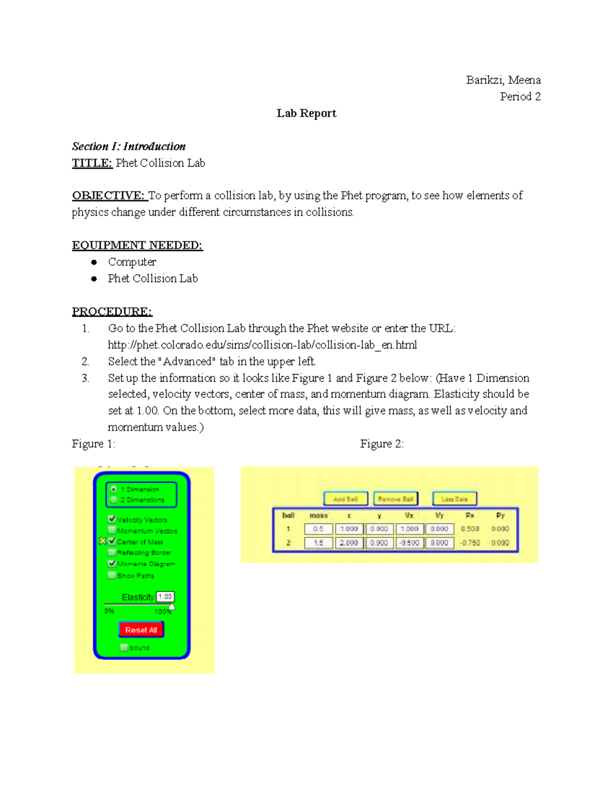 Phet Collision Lab Report: Understanding Momentum & Energy Conservation ...
