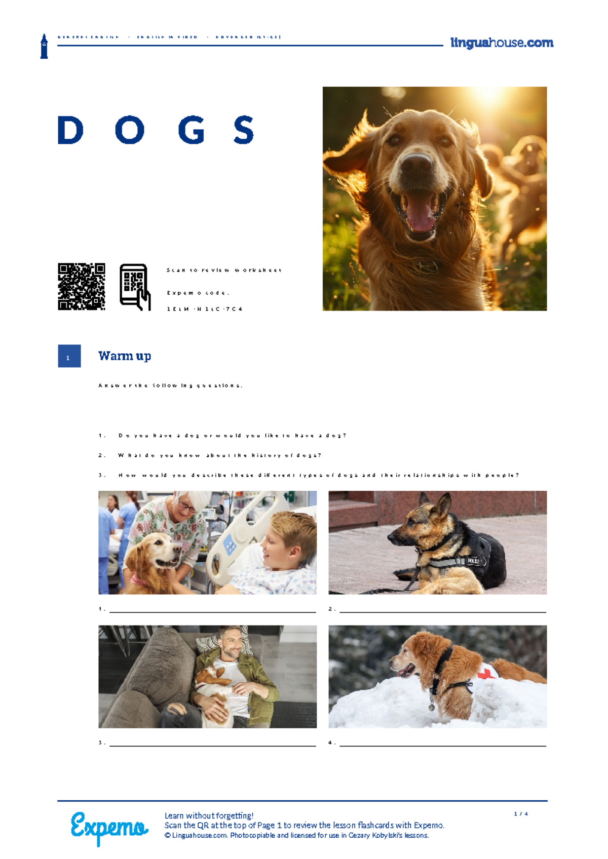 C1 C2 Dogs: Advanced English Worksheet on Dog History and Breeds - Studocu