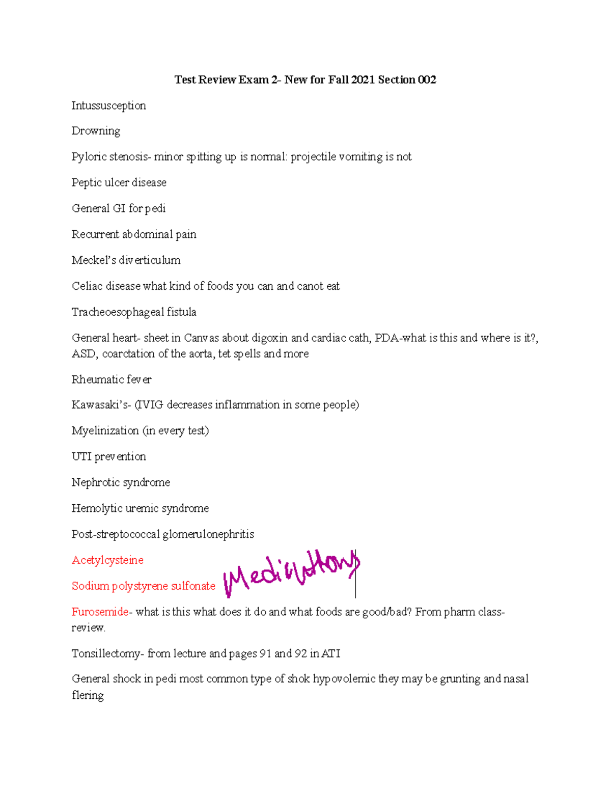 Test Review Exam 2 new for section 002 2020 - Test Review Exam 2- New ...