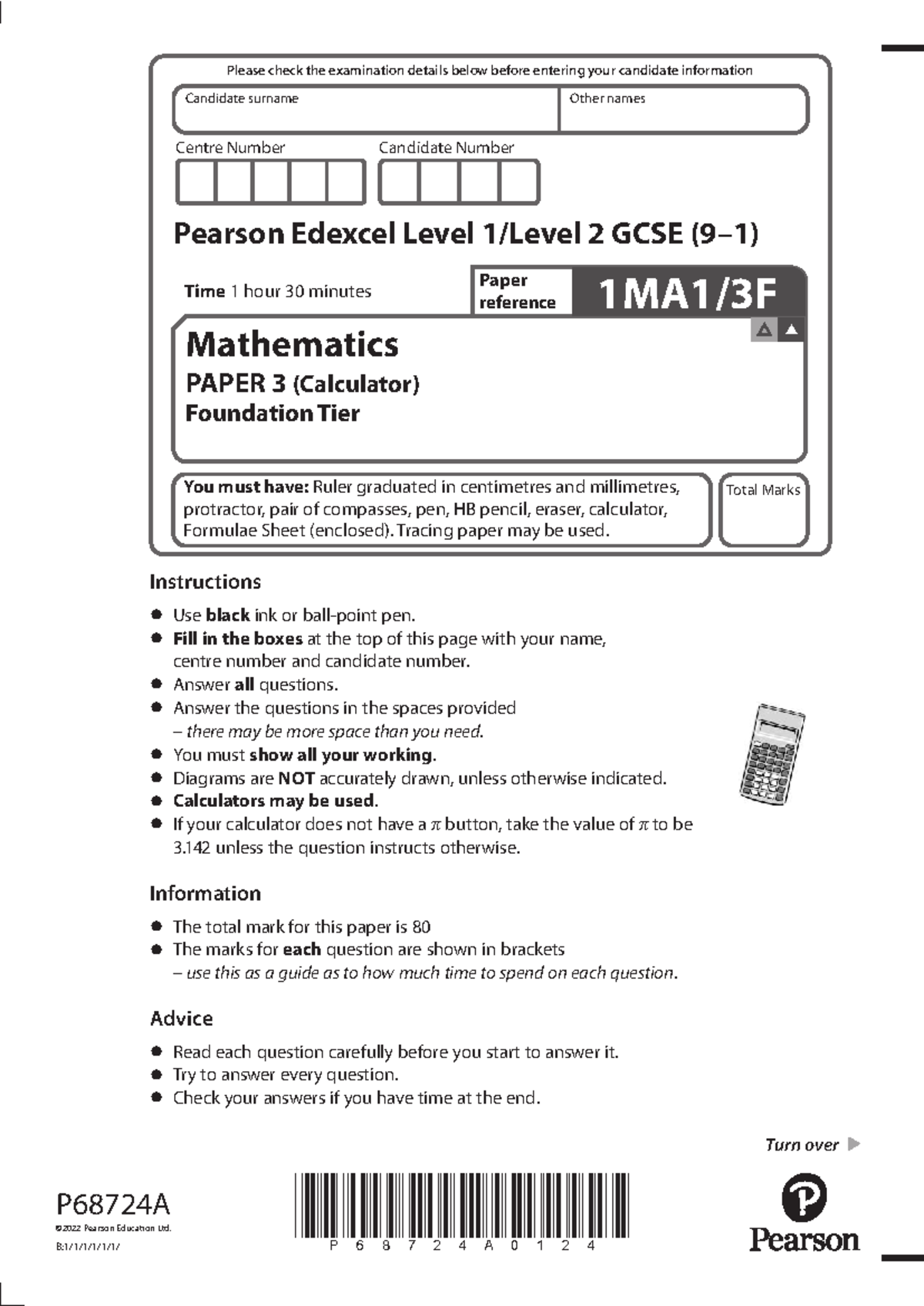 Mathematics Paper 3 (Calculator) Foundation Tier Exam Details - GCSE ...