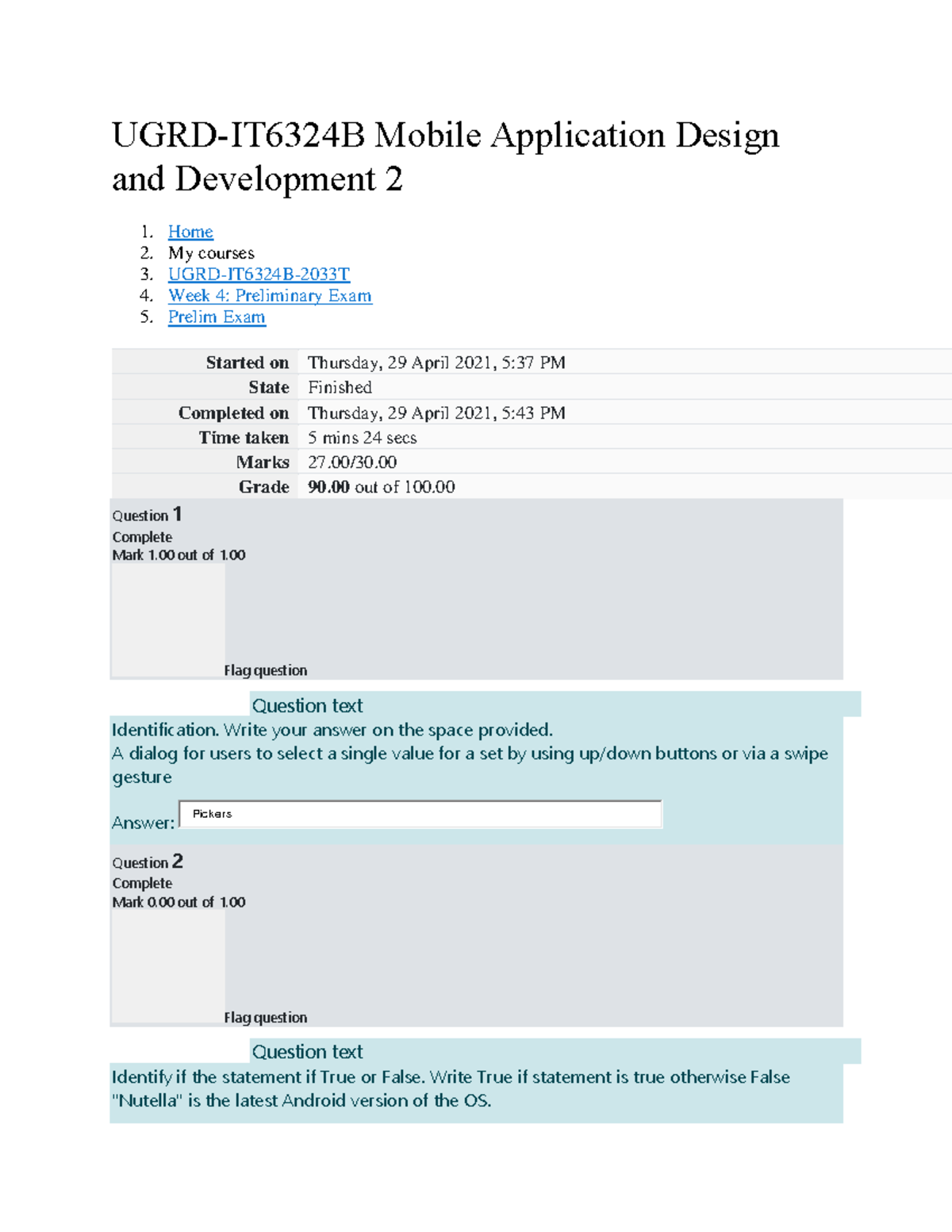 UGRD-IT6324B Mobile App Design 2 Prelim Exam Overview - Studocu
