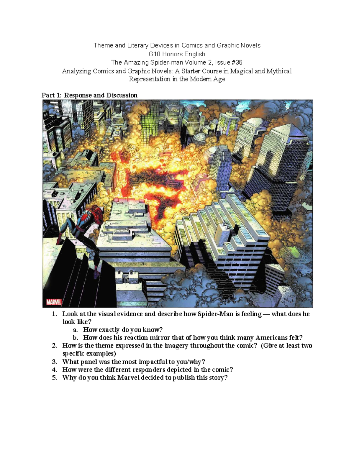 G10 Honors English: Analyzing Themes & Literary Devices in Comics - Studocu