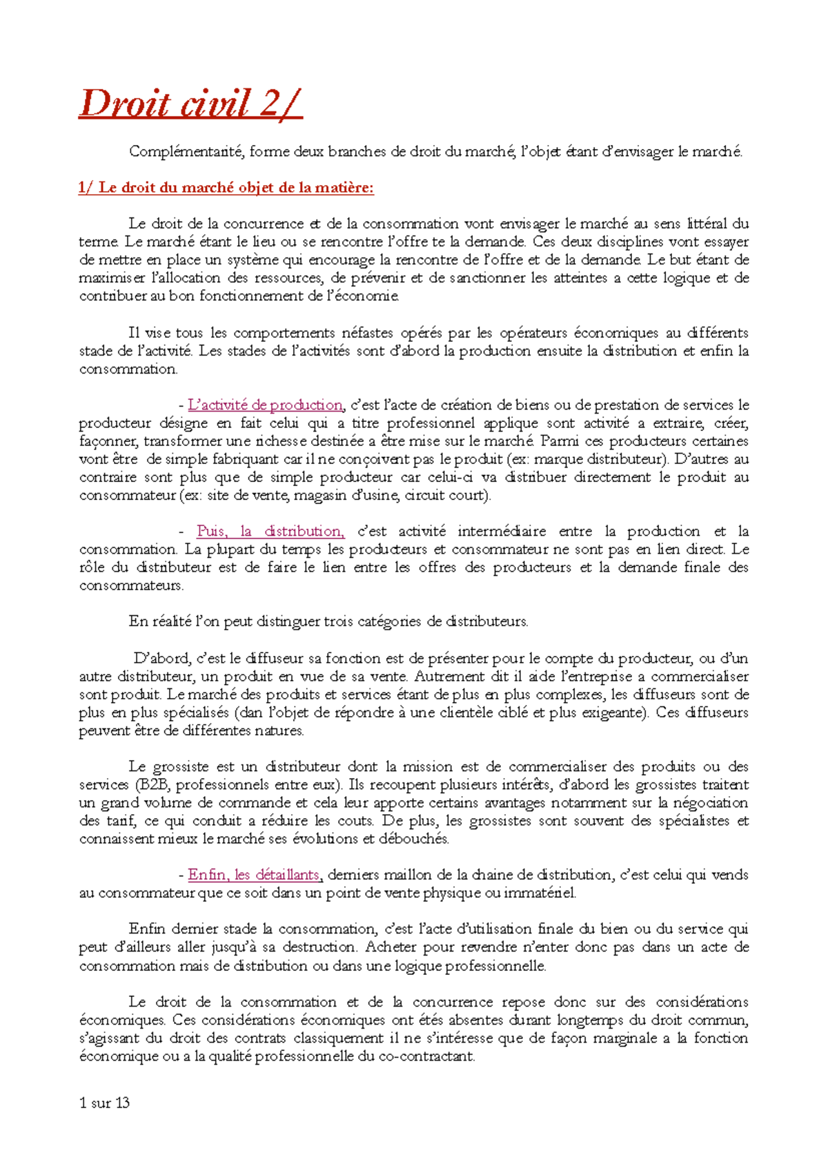 Droit de la Concurrence et de la Consommation - Cours Droit Civil 2 ...