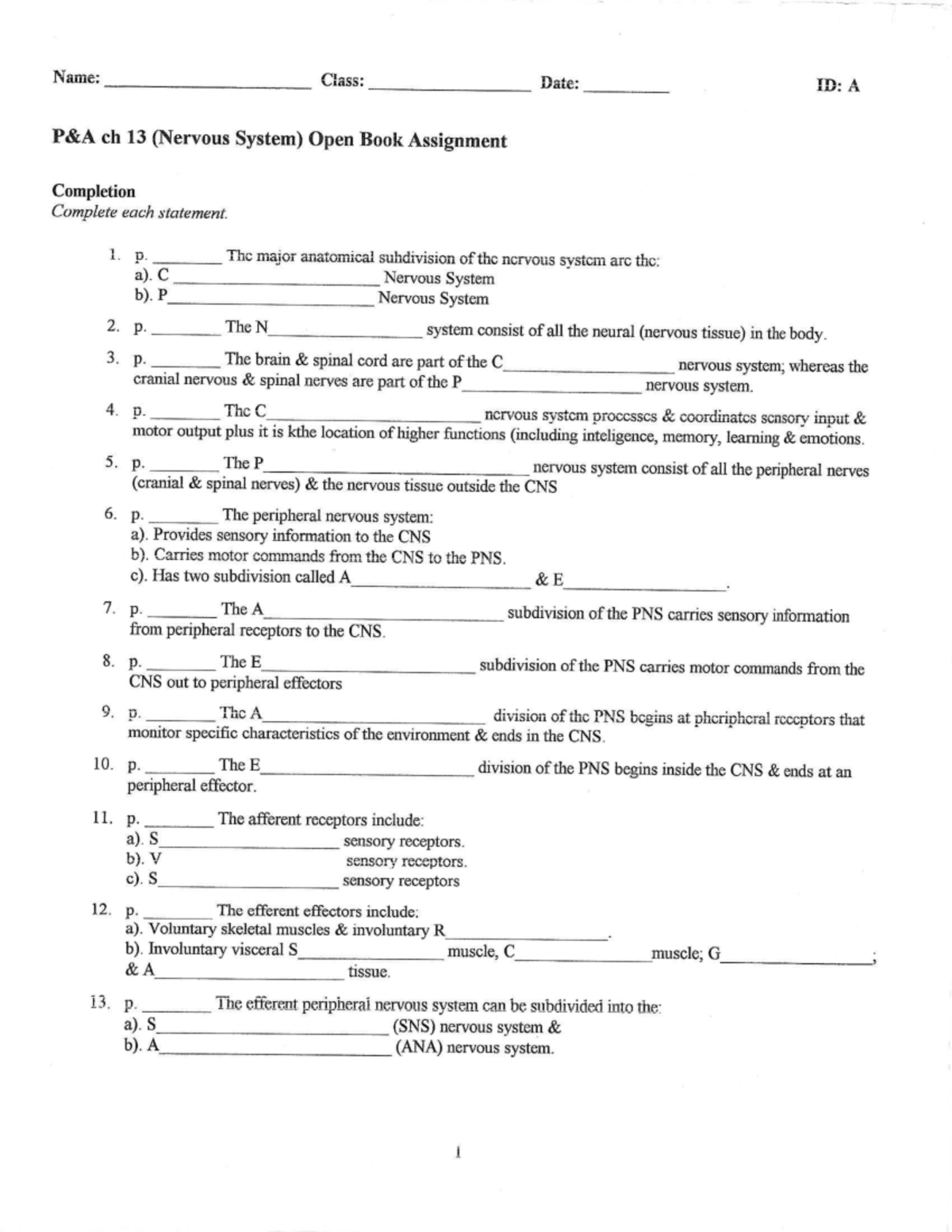 General Study Guide for Course XYZ: Nervous System Overview - Studocu