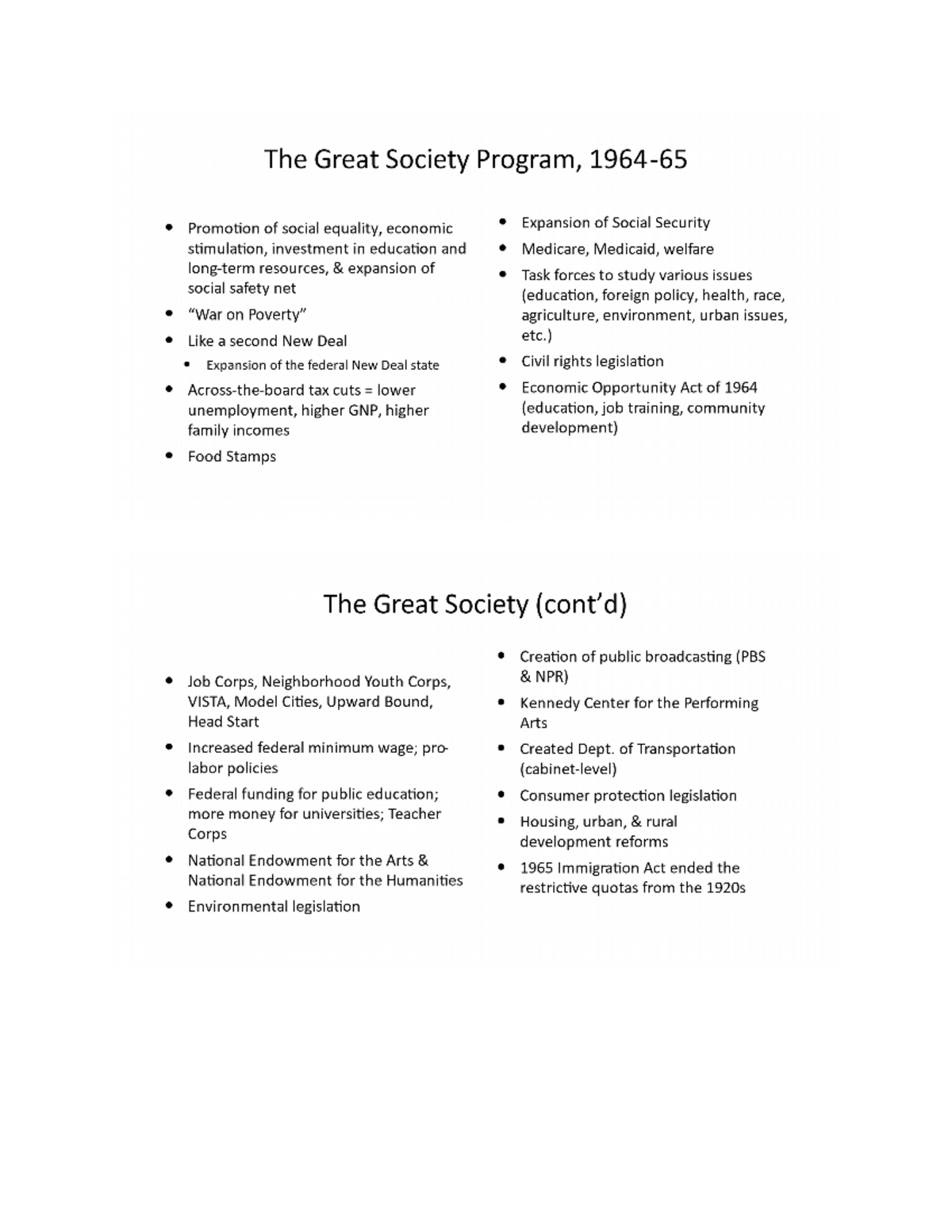 CH.8- THE Great Society - The Great Society Program, Promotion of ...