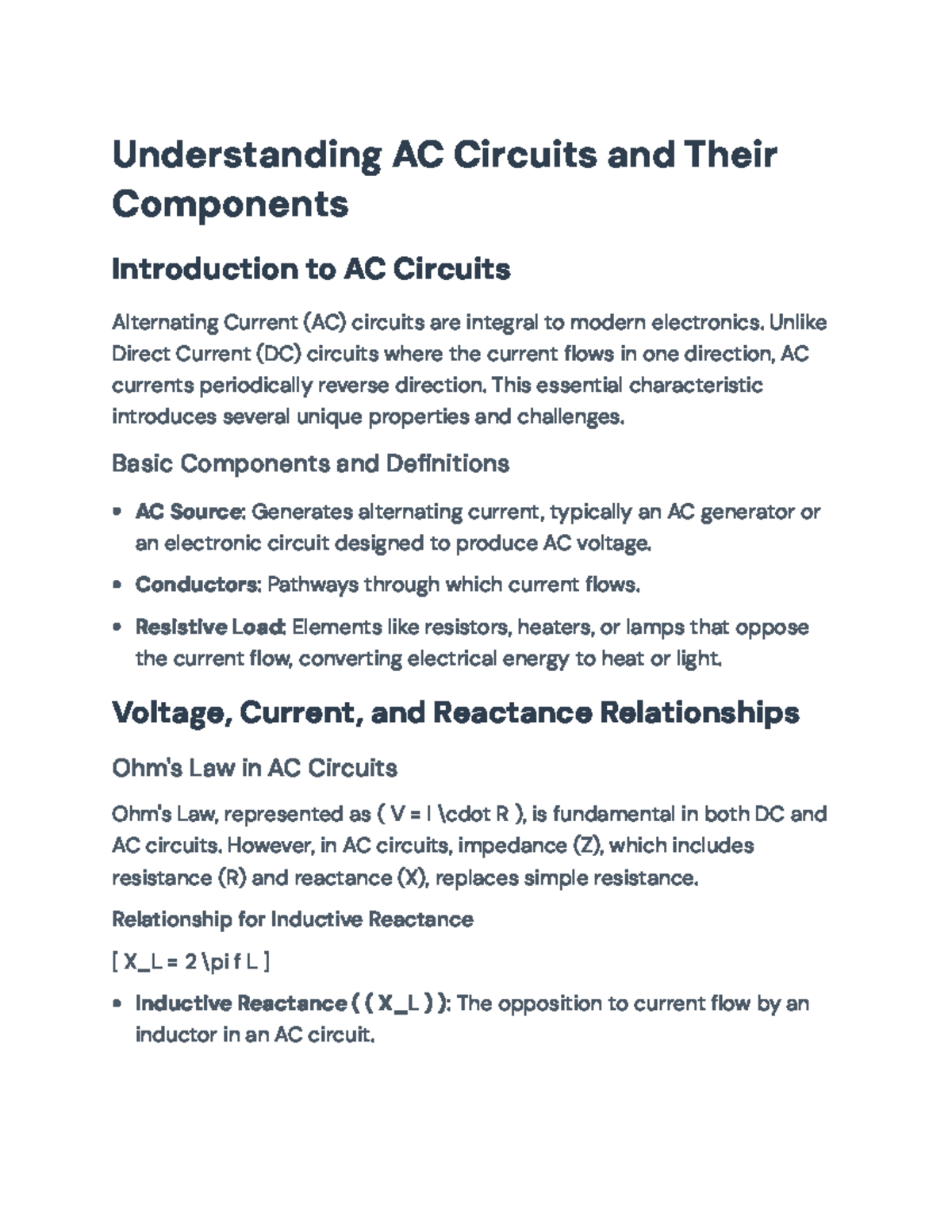 Understanding AC Circuits: Analysis, Impedance, and Applications ...