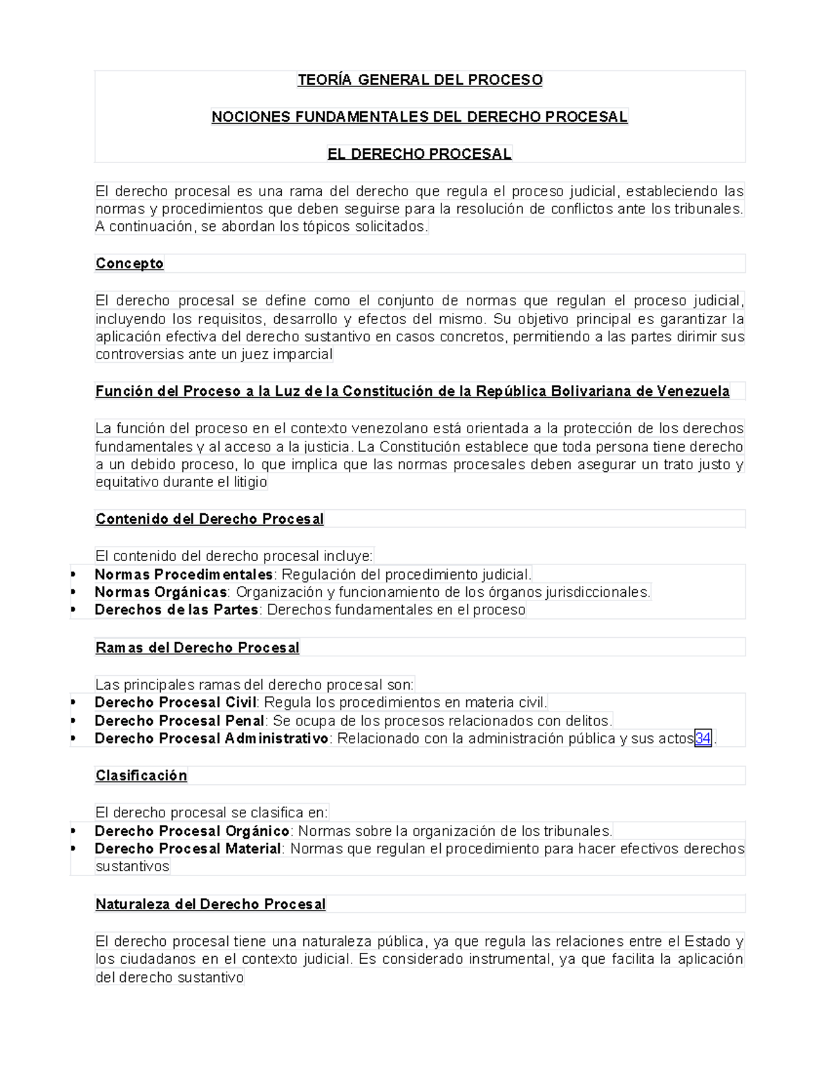 TEORÍA GENERAL DEL PROCESO: NOCIONES FUNDAMENTALES DEL DERECHO PROCESAL - Studocu