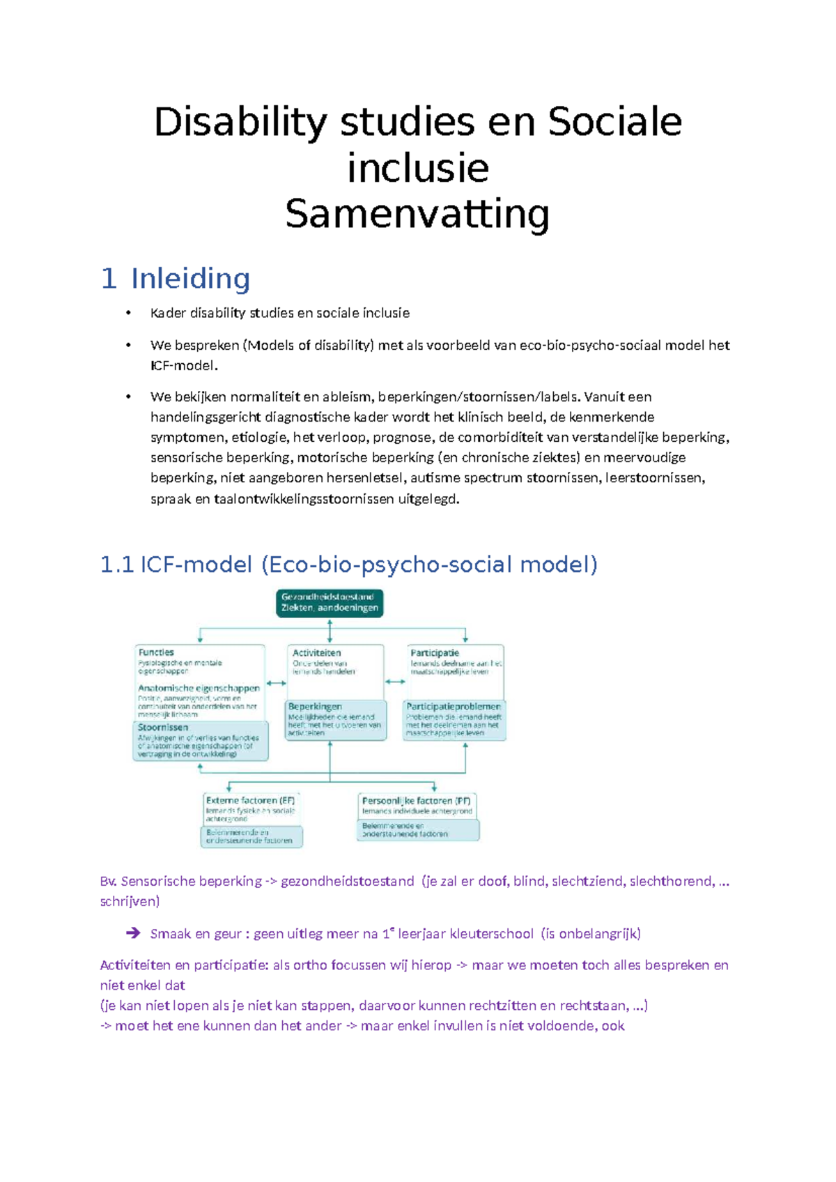 DIS 1: Samenvatting van Disability Studies en Sociale Inclusie - Studocu