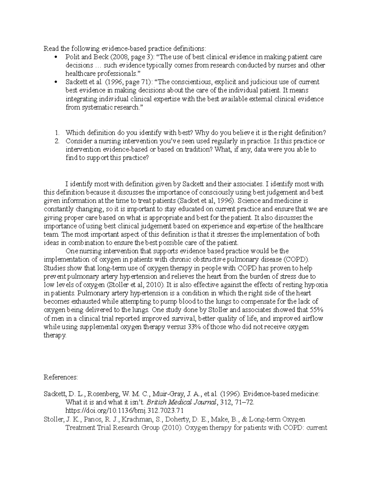 Module 1 Discussion: Choosing Between Evidence-Based Practice ...