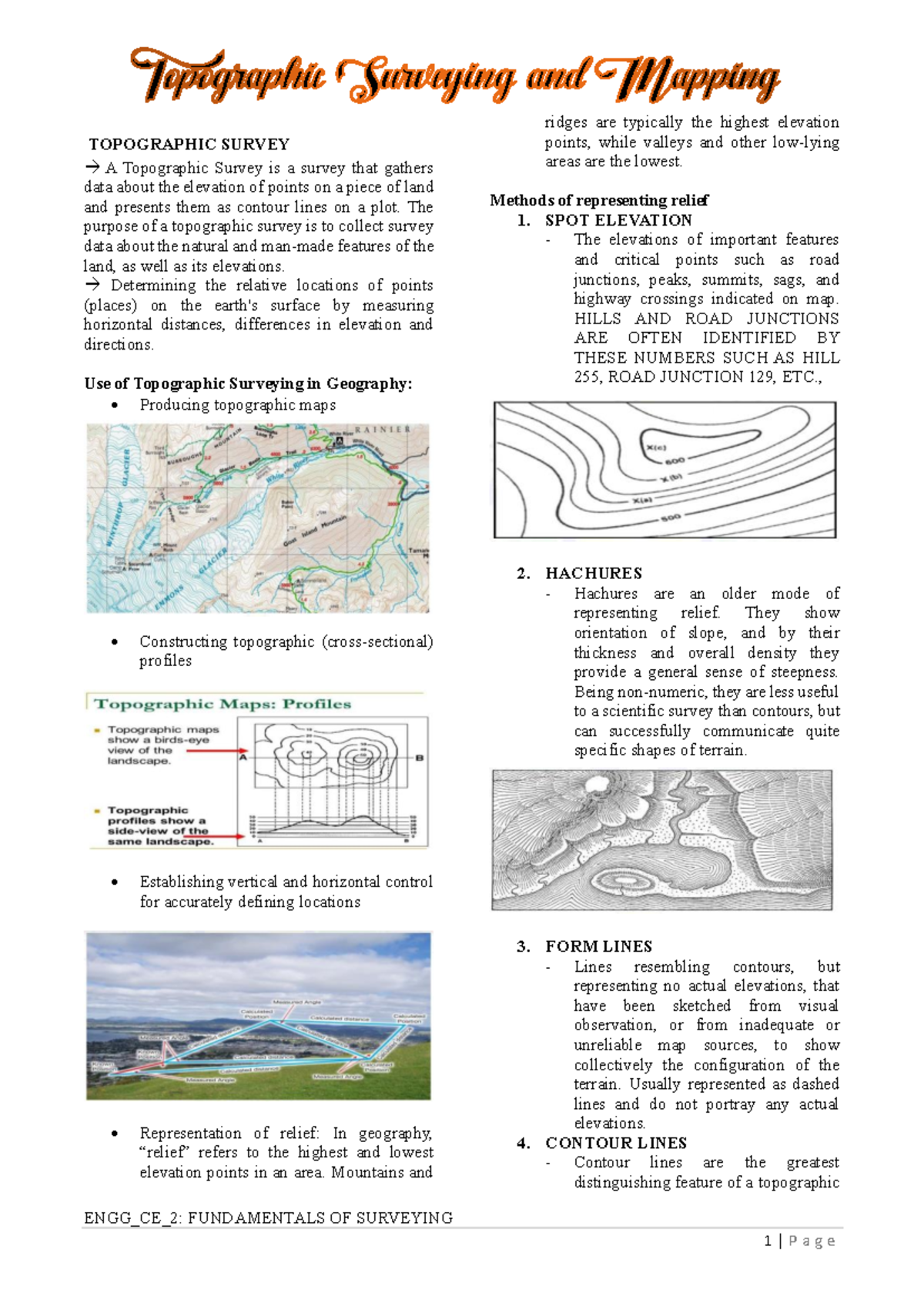 ENGG_CE_2: Topographic Surveying Techniques and Applications - Studocu
