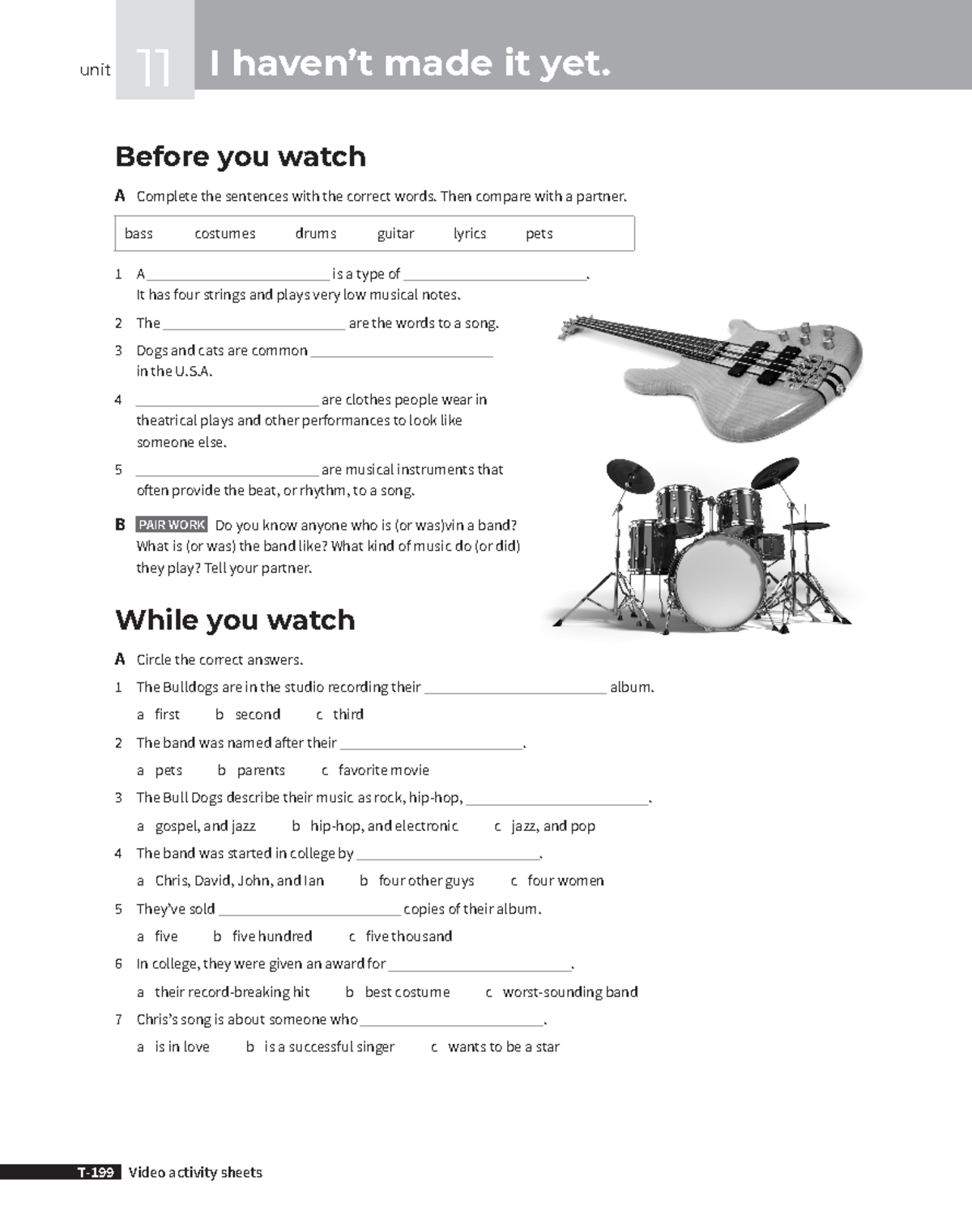 Four Corners 2e Level 3 Unit 11 Video Worksheet - unit T-199 Video ...