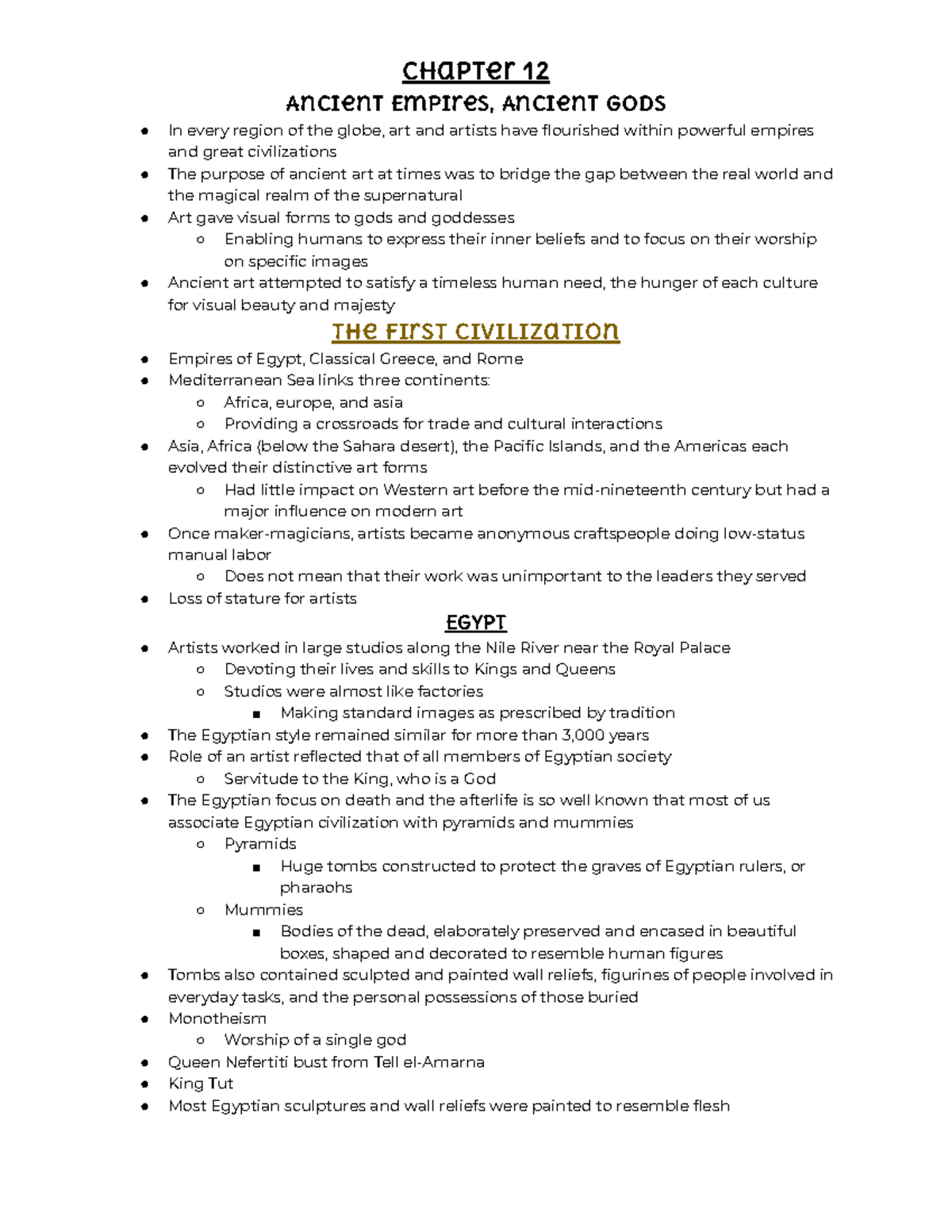 Chapter 12 - Art and Architecture of Ancient Empires - Studocu