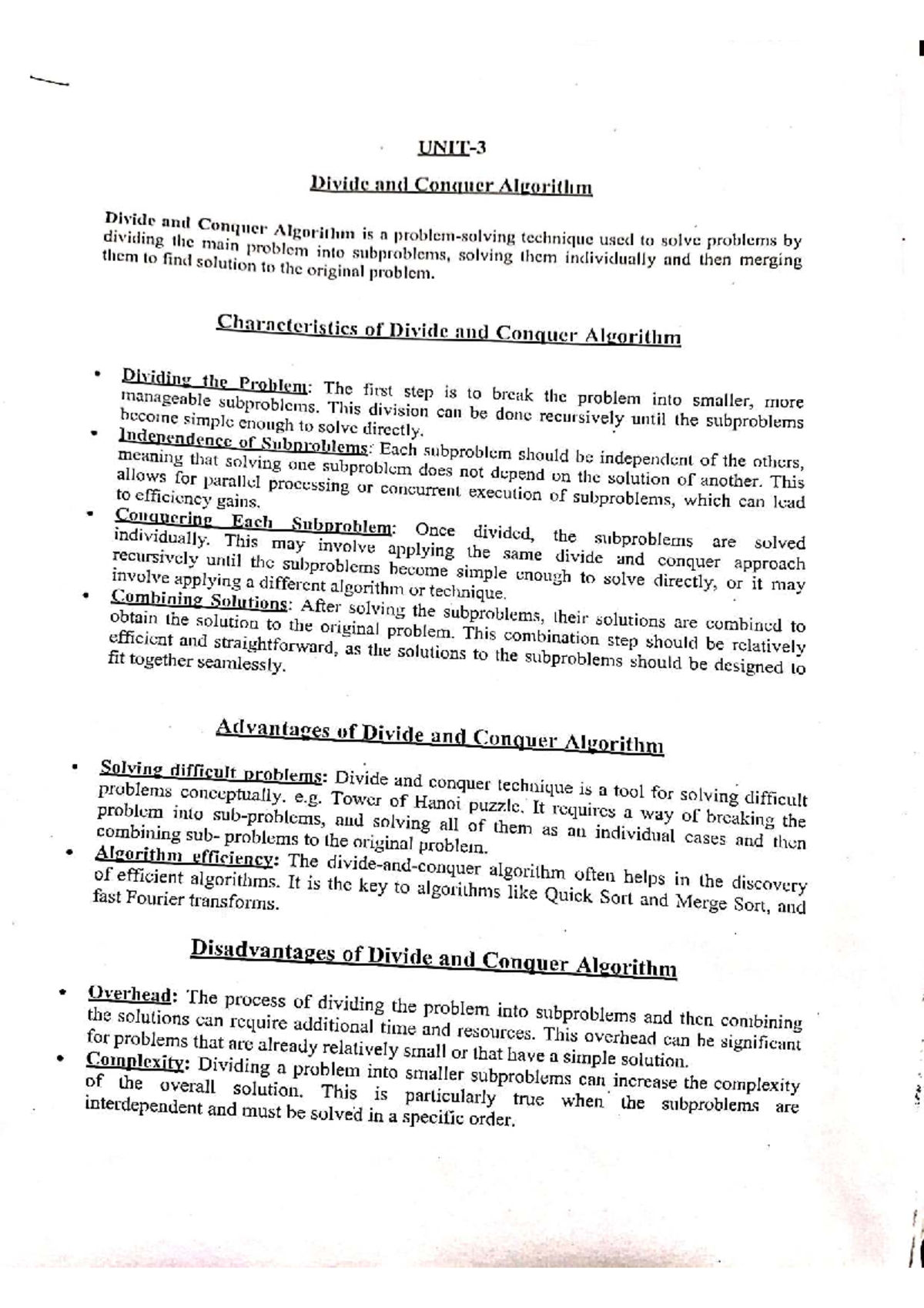 Unit 3: Divide and Conquer Algorithms & Convex Hull Techniques - Studocu