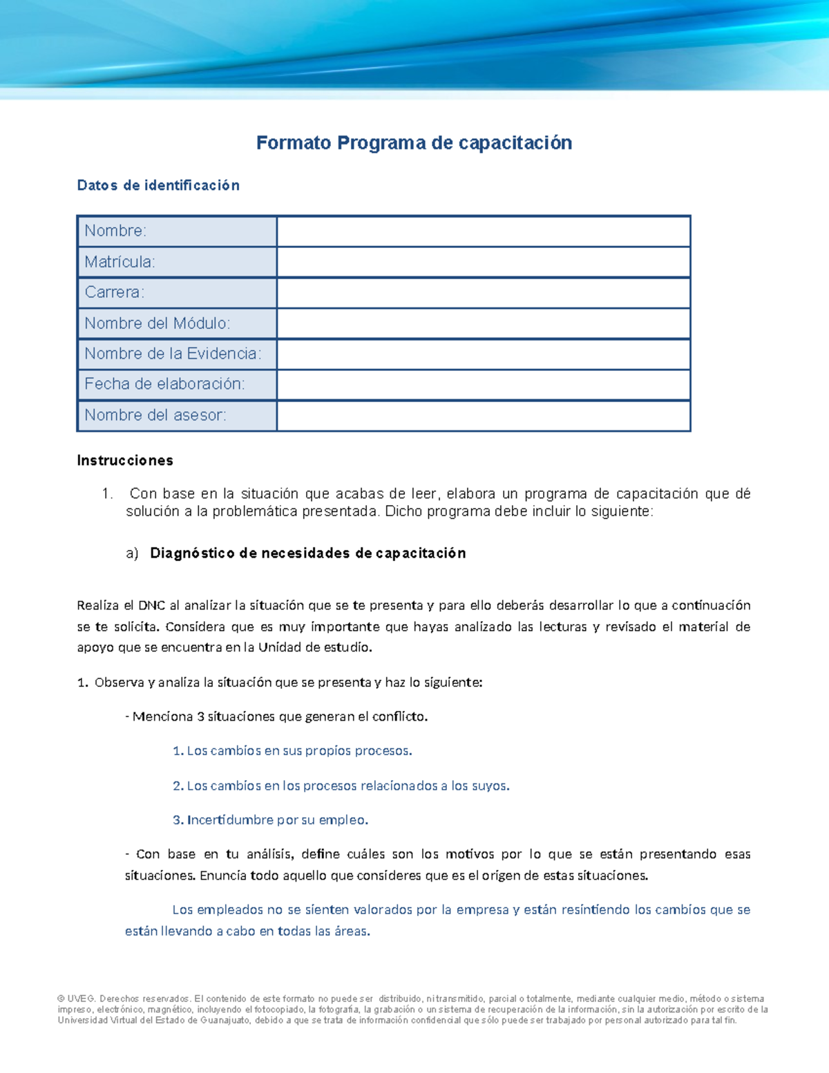 Programa de Capacitación: Diagnóstico y Diseño UVEG - Studocu