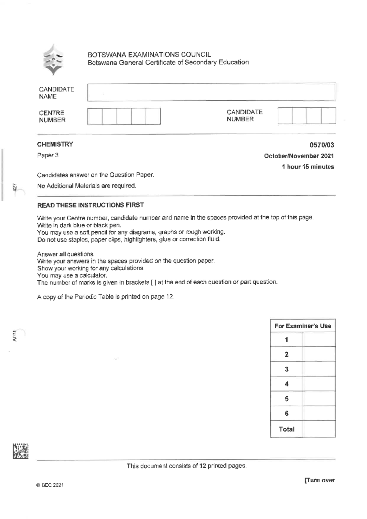 2021 BEC Chemistry Paper 3 Revision Guide - Studocu