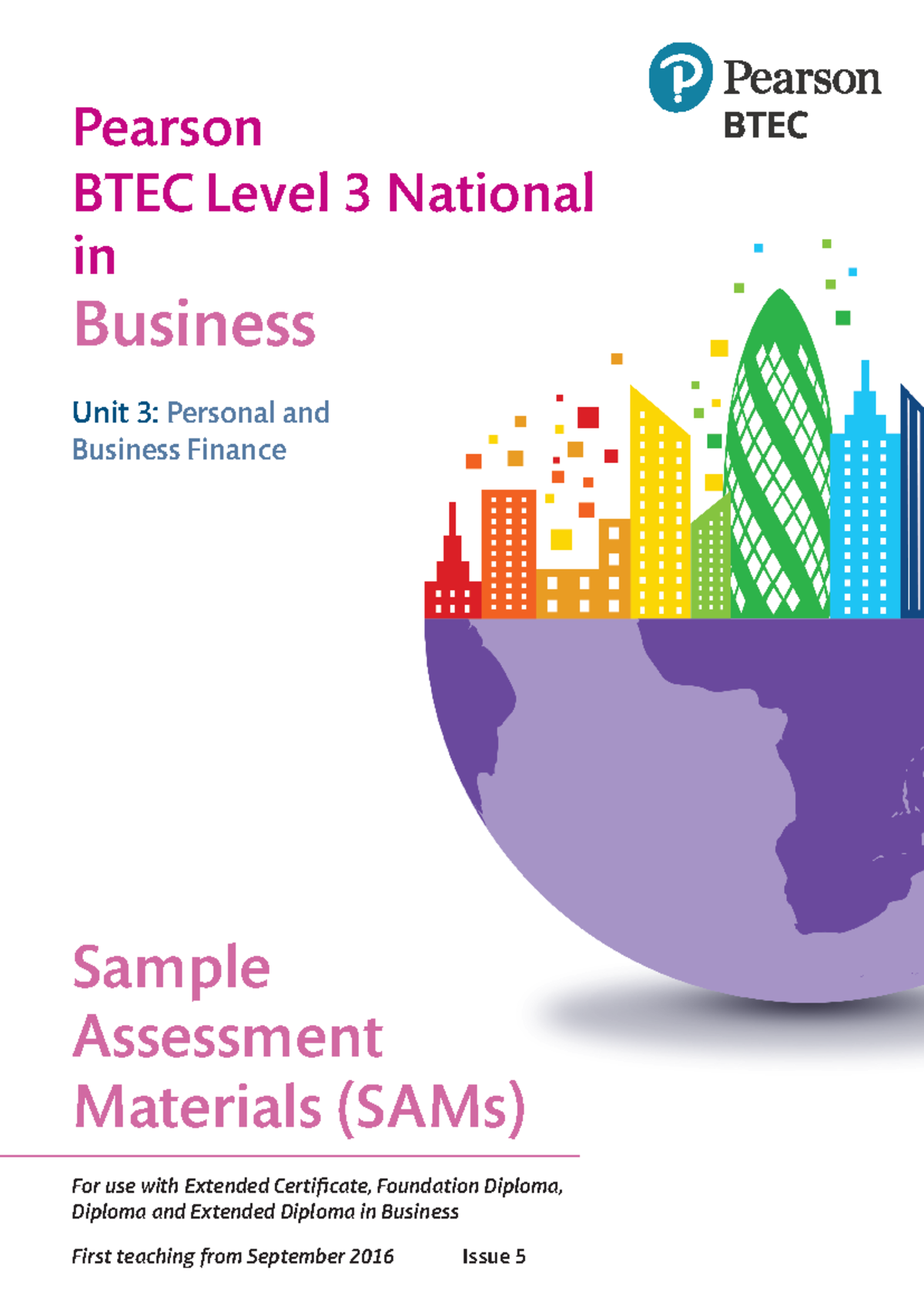 BTEC Level 3 Business Unit 3: Final Sample Assessment Materials - Studocu