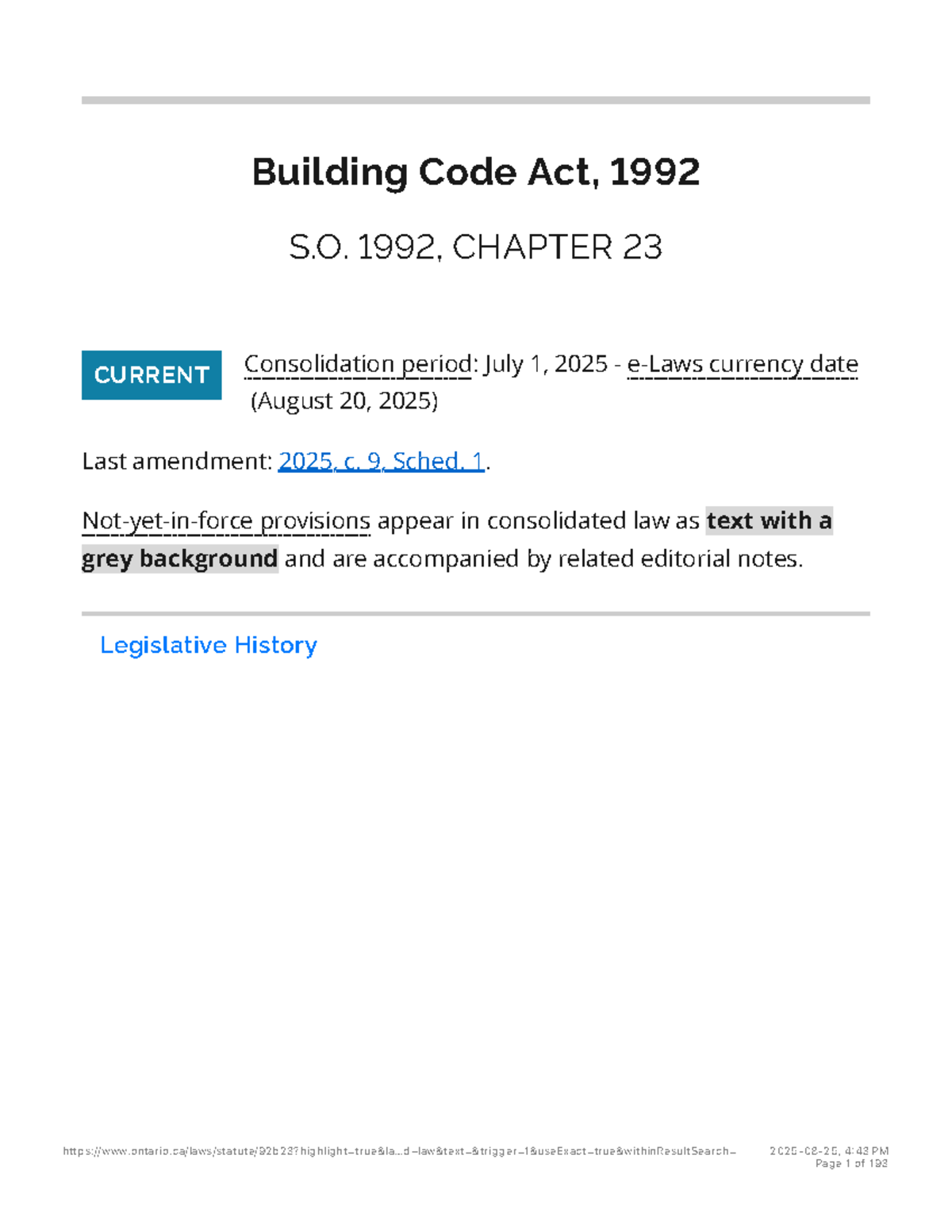 Building Code Act, 1992 S.O. 1992, CHAPTER 23 - Current Consolidation ...