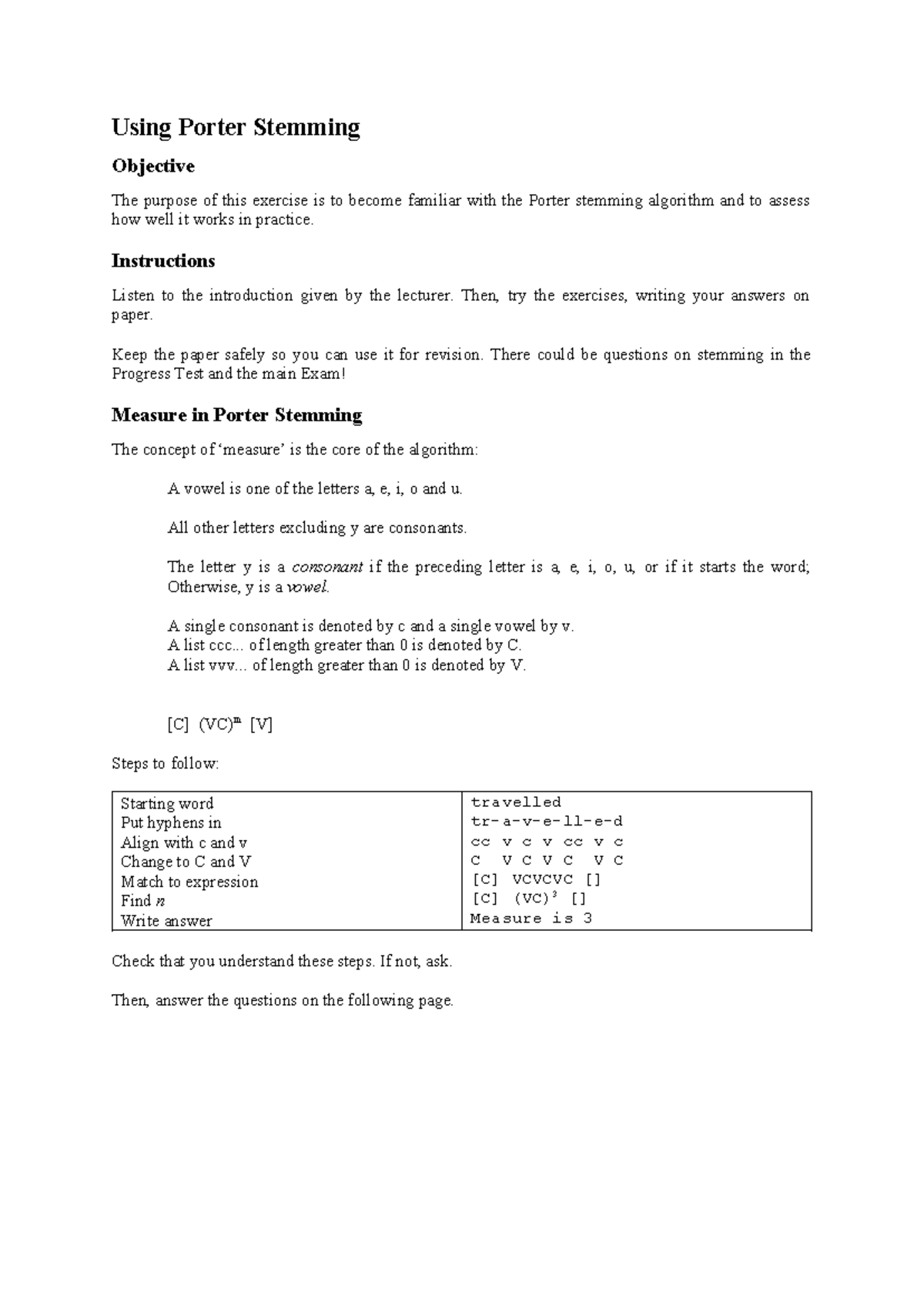 Porter Stemming Exercise: Understanding the Algorithm and Its ...