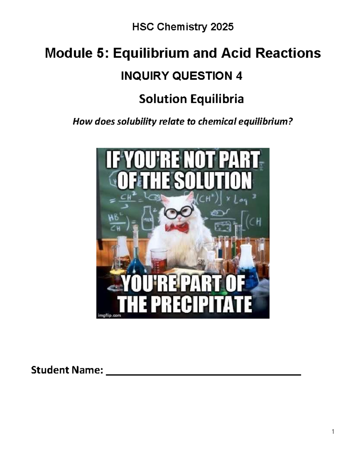 HSC Chemistry 2025: Module 5 - Equilibrium & Solubility Reactions Guide ...