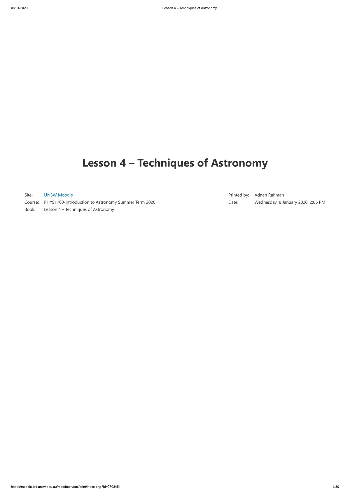 Lesson 4 – Techniques of Astronomy - Lesson 4 – Techniques of Astronomy ...