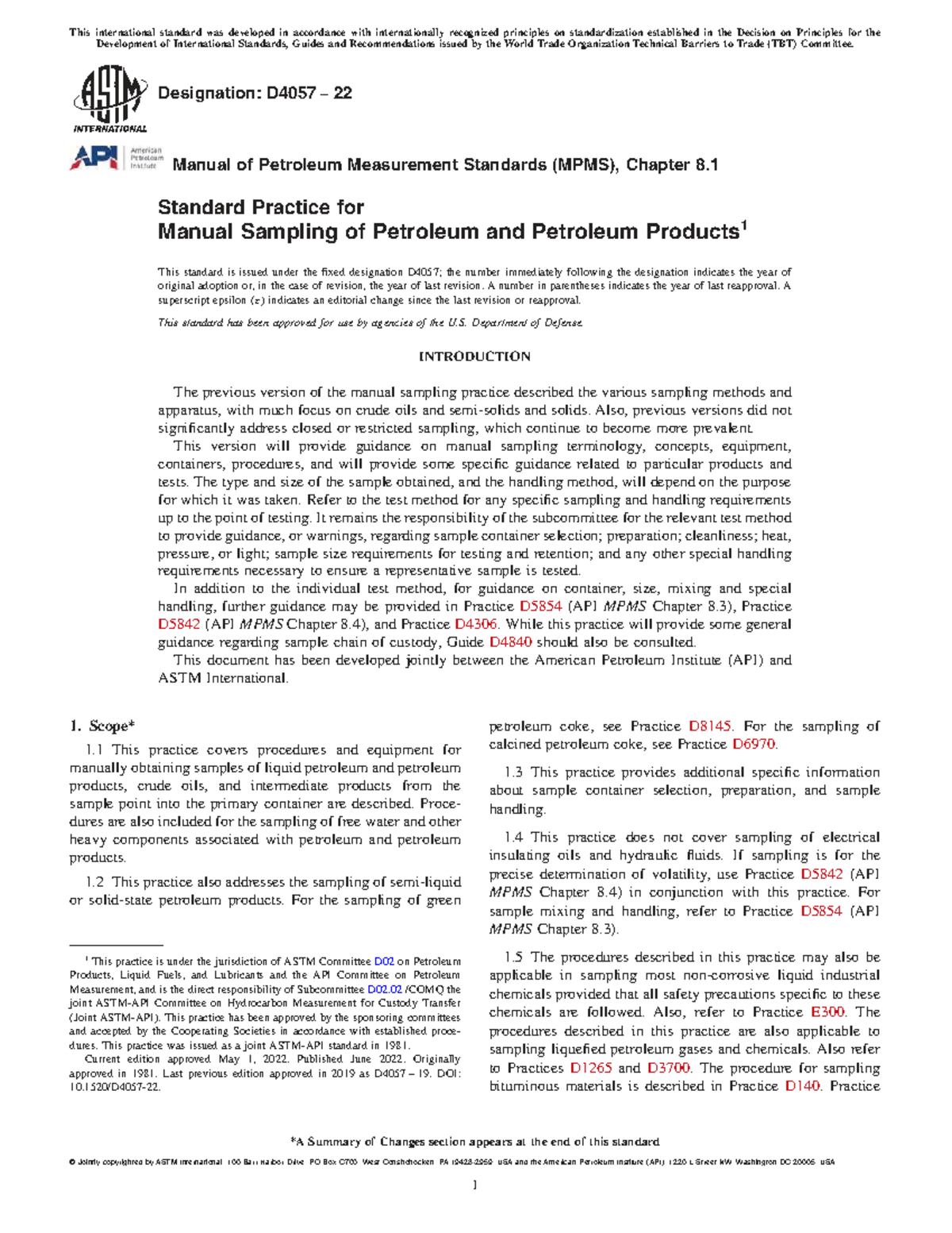 ASTM D4057-22 - Manual Sampling of Petroleum Standards Guide - Studocu