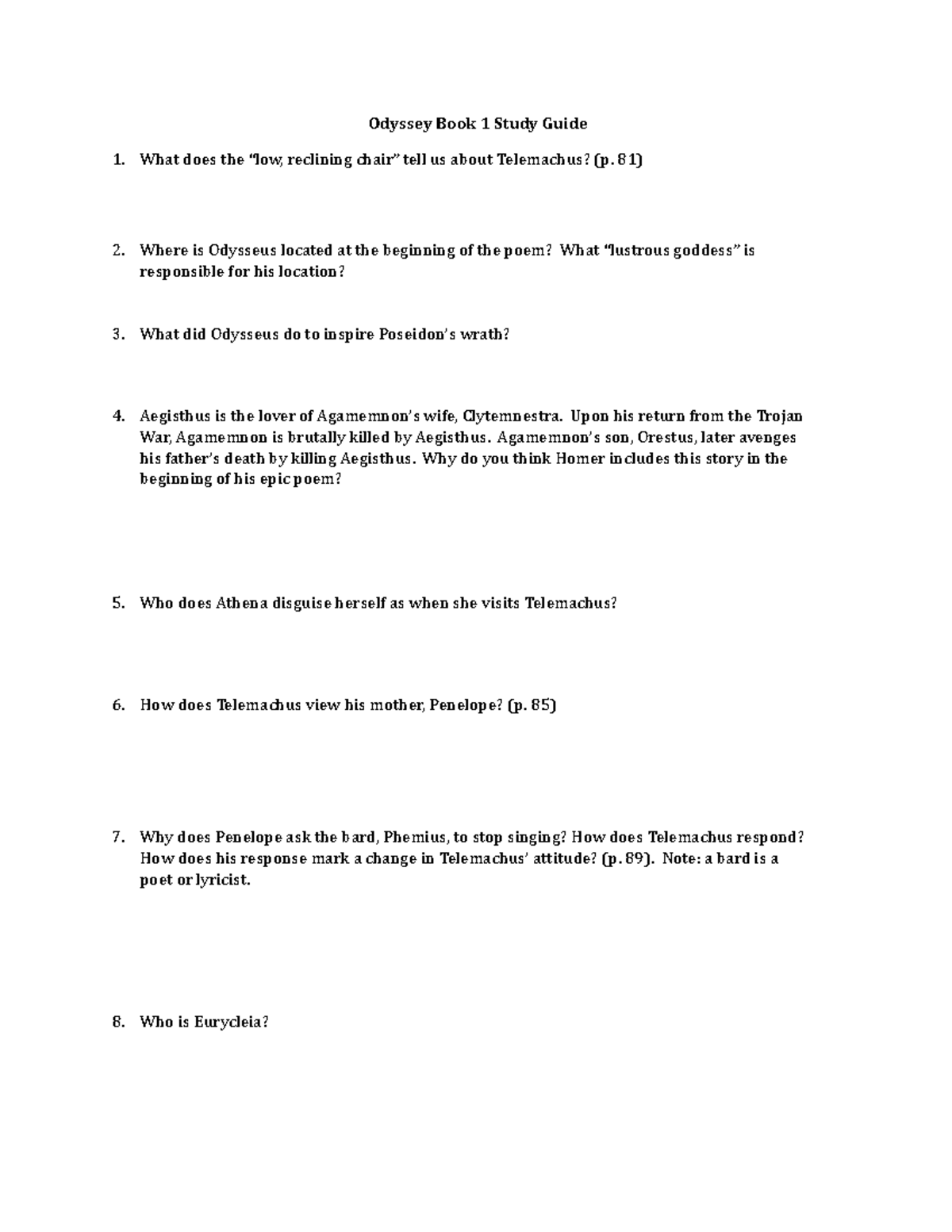 The Odyssey Books 1-12 Study Guide & Graphic Adaptations Analysis - Studocu