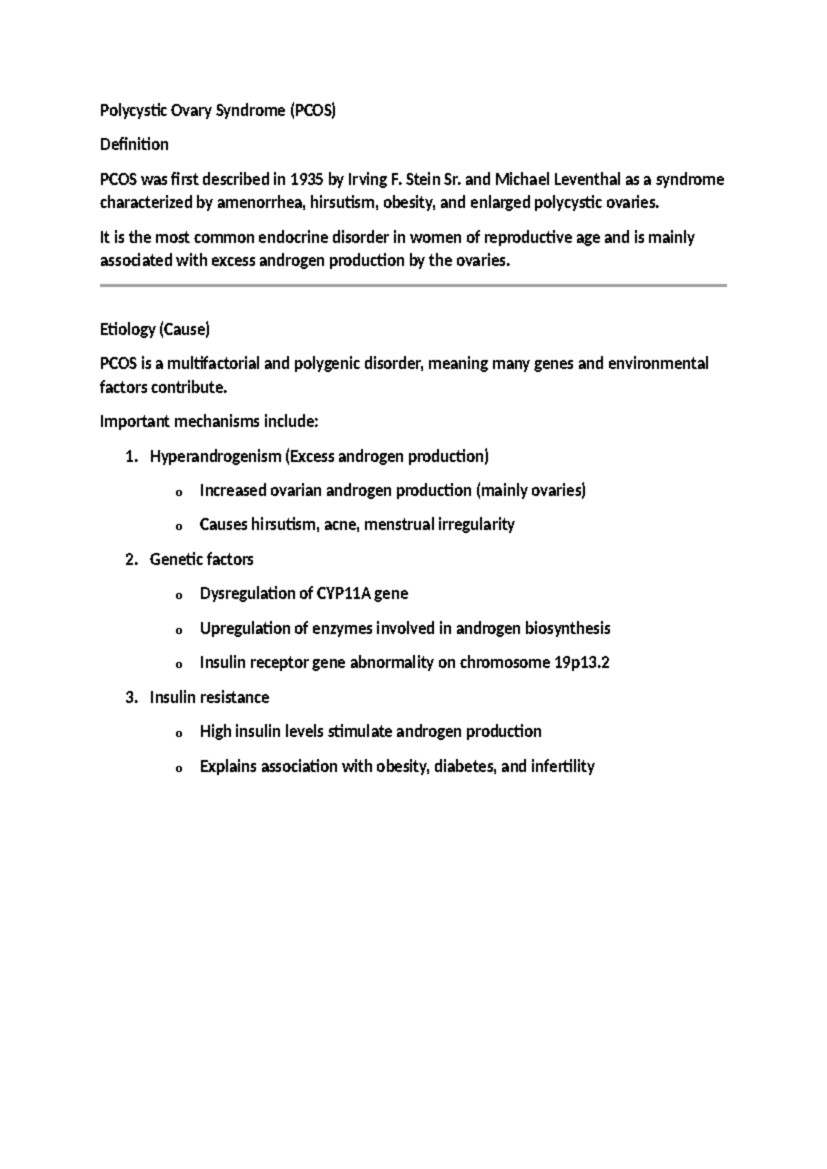 PCOS Overview: Definition, Pathology, and Management Strategies - Studocu