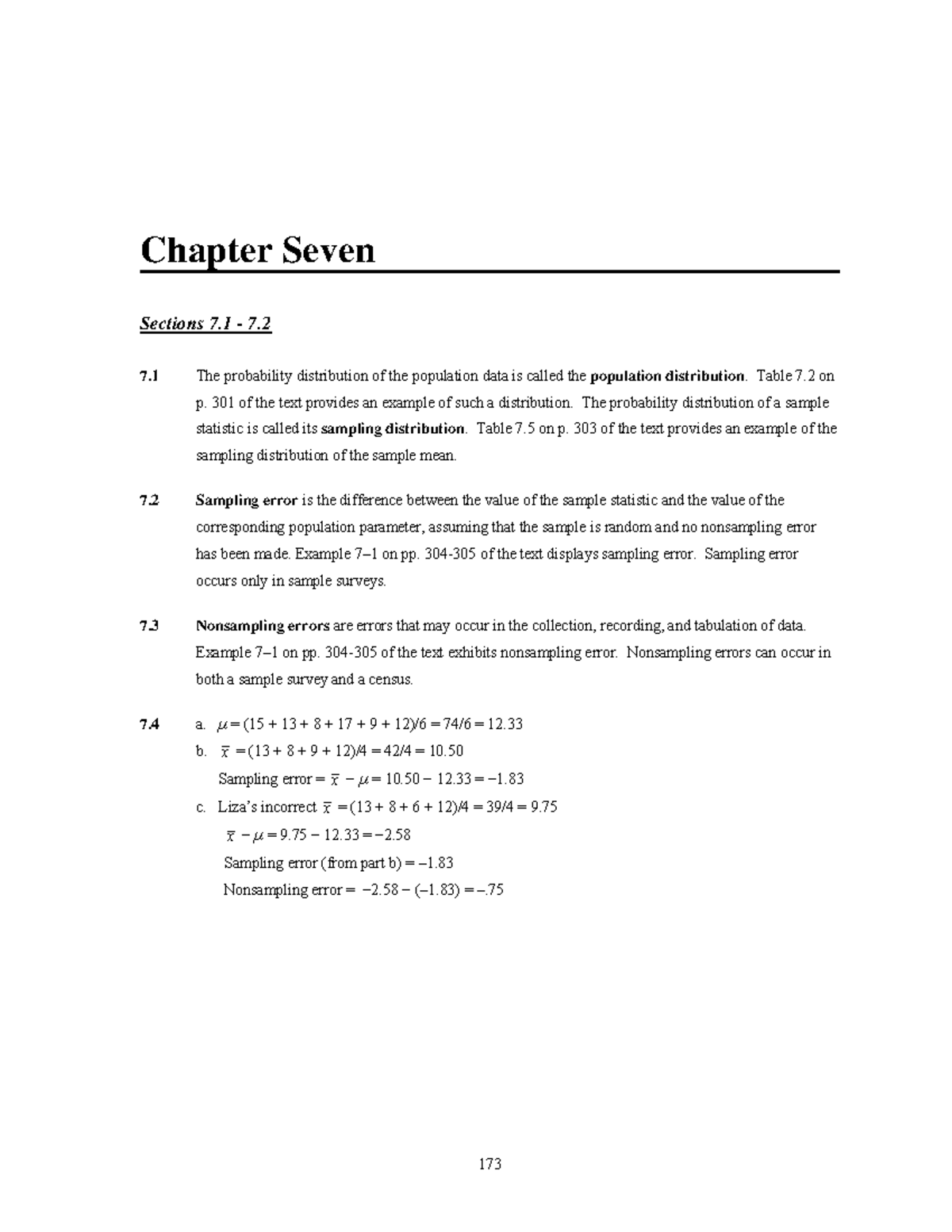 Solution-chapter-7 - Solution-chapter-7 - Chapter Seven 173 Sections 7 - 7. 7 The probability ...
