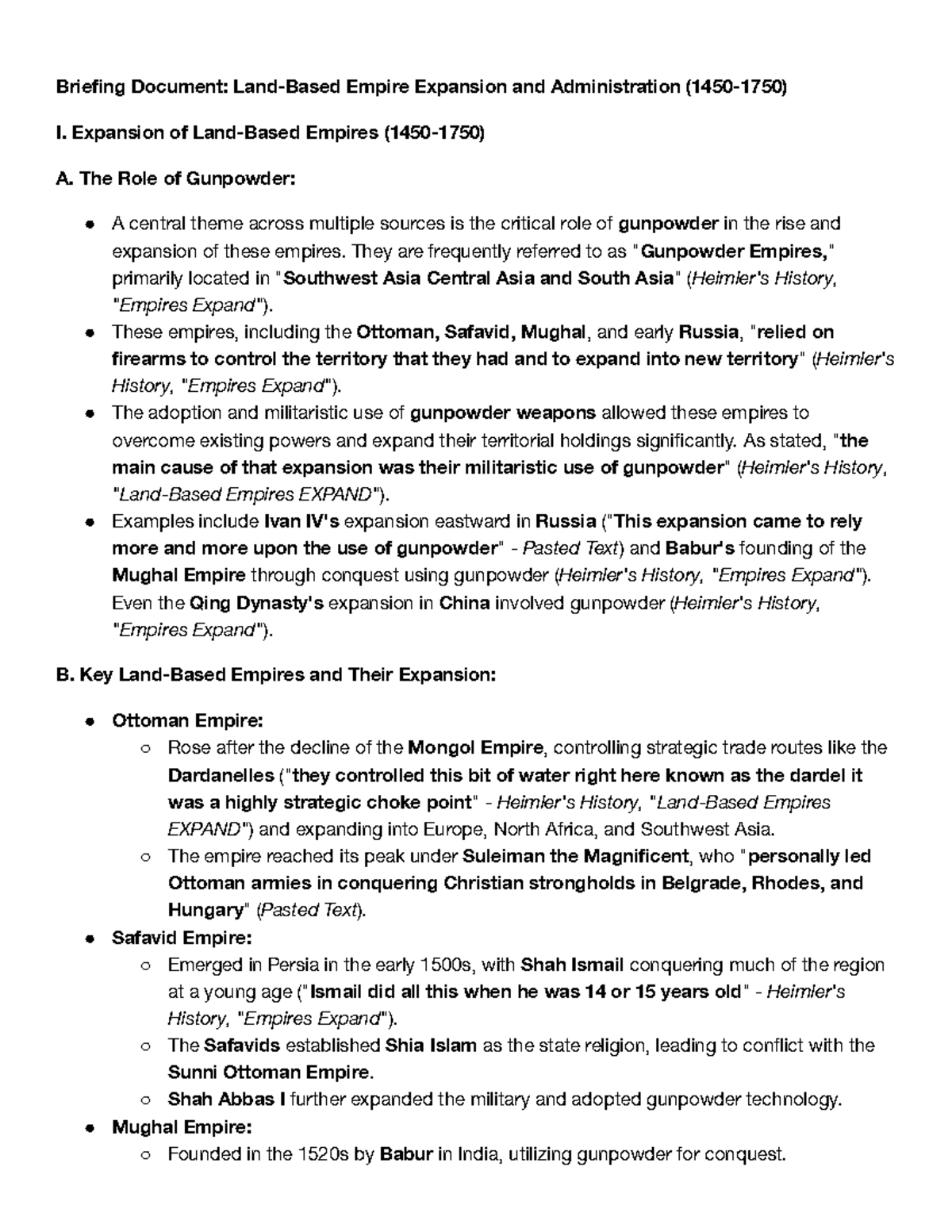Land Empires: Expansion & Admin. (1450-1750) Notes - Studocu