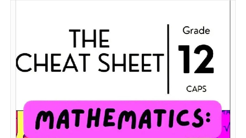 Grade 12 Mathematics: Paper 2 Cheat Sheet Study Guide - Studocu