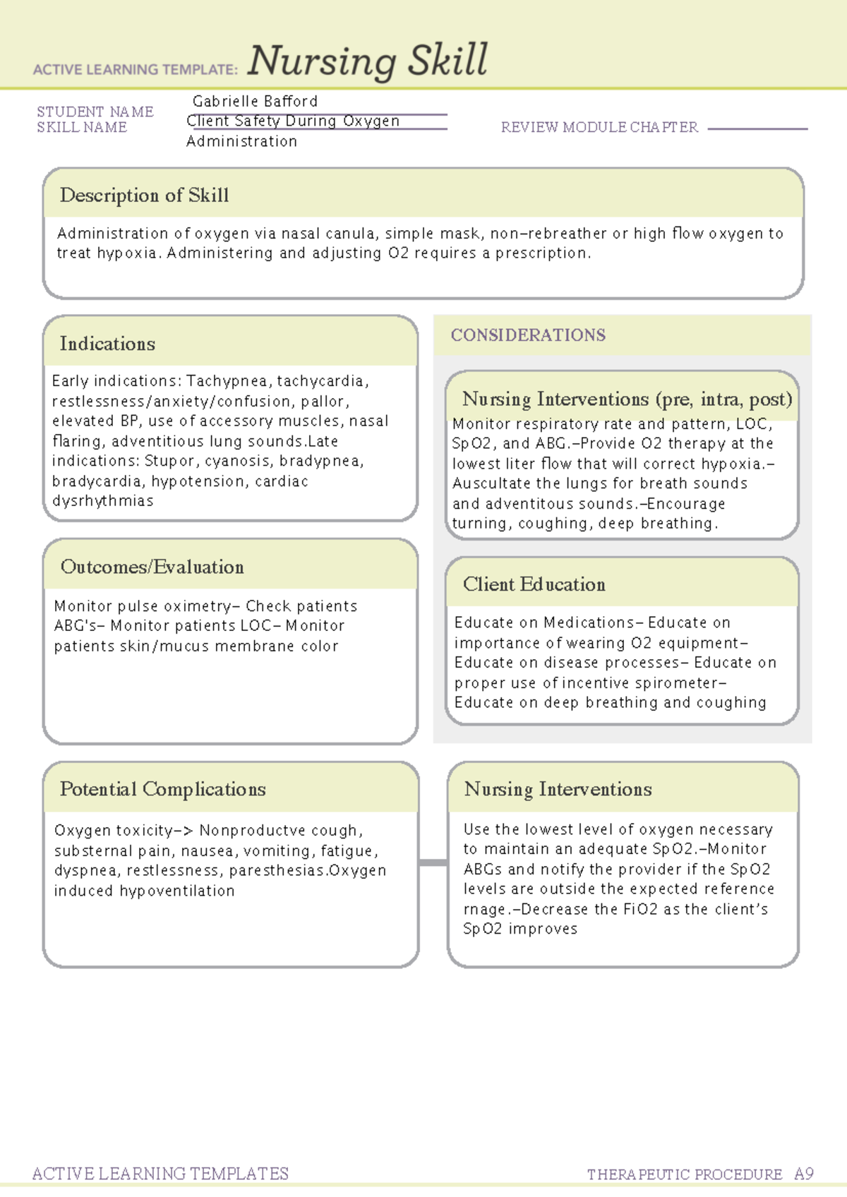 Client Safety During Oxygen Admin: Nursing Skill Review - Studocu