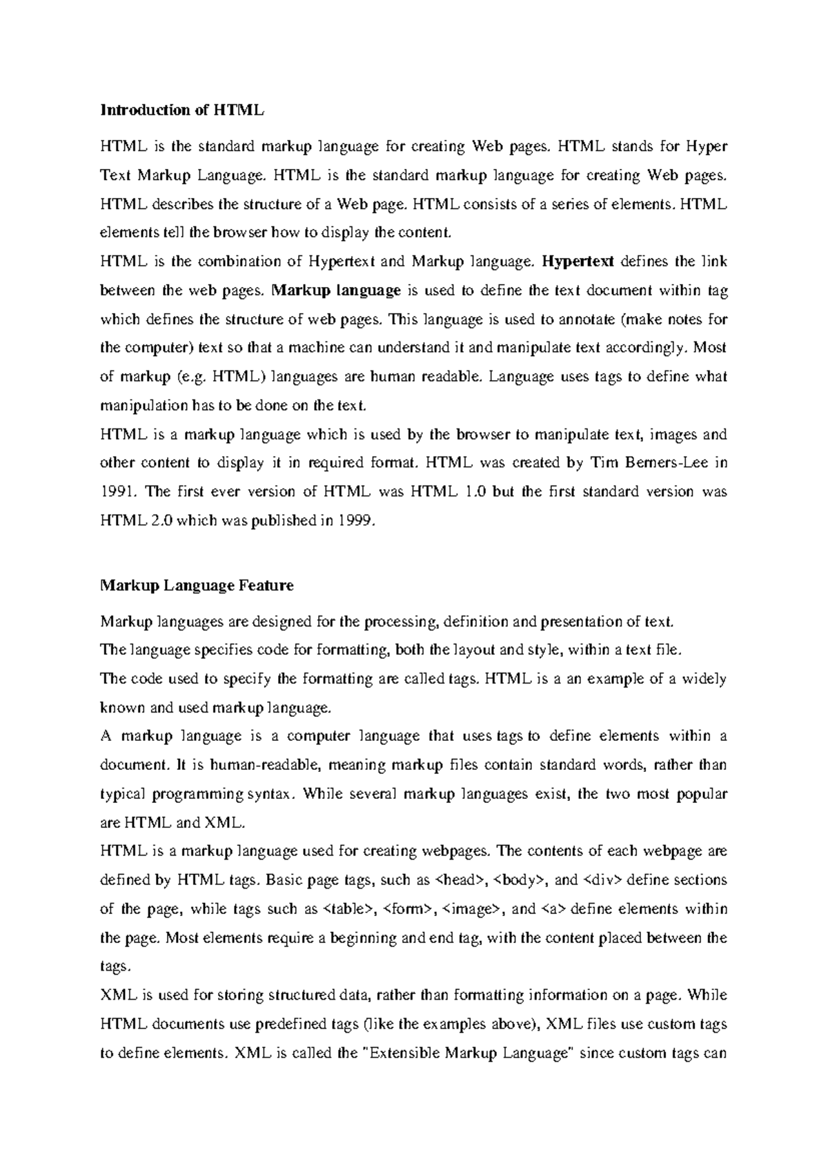 basic theory notes of html - Introduction of HTML HTML is the standard ...