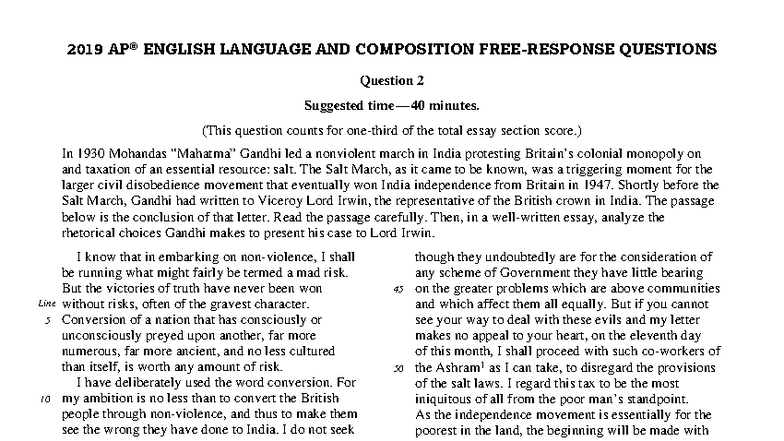 AP LANG FRQ 2 PROMPTS (2005-2019) - ANALYSIS & STRATEGIES - Studocu