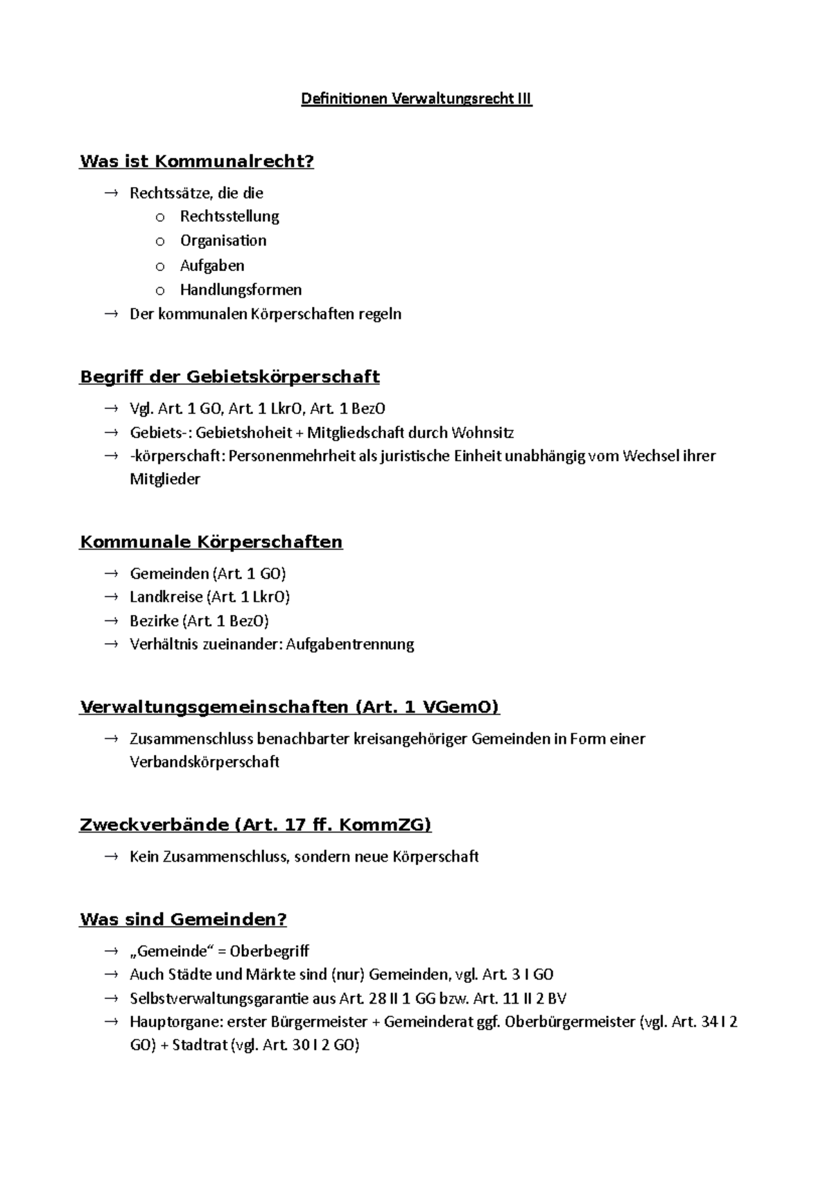 Definitionen im Verwaltungsrecht III: Kommunalrecht und Körperschaften ...