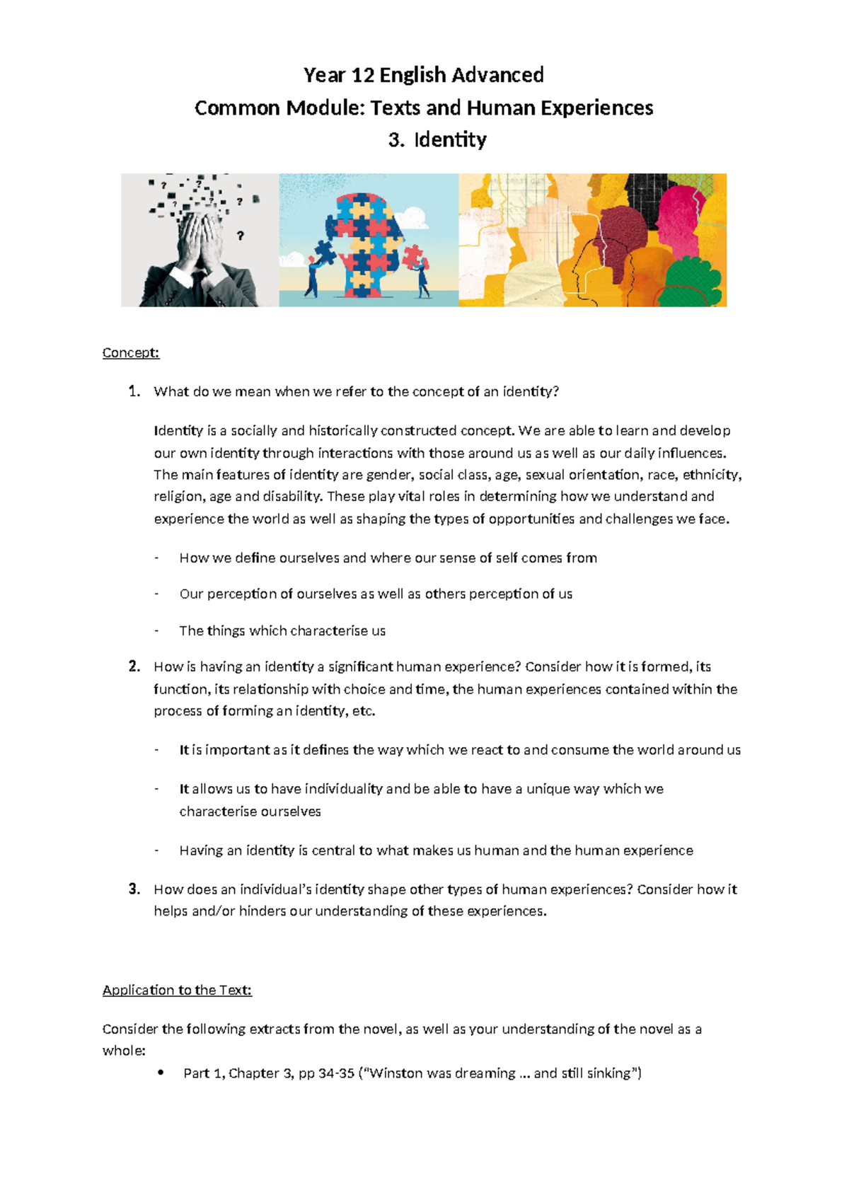 Identity Theme Common Module - Year 12 English Advanced Common Module ...