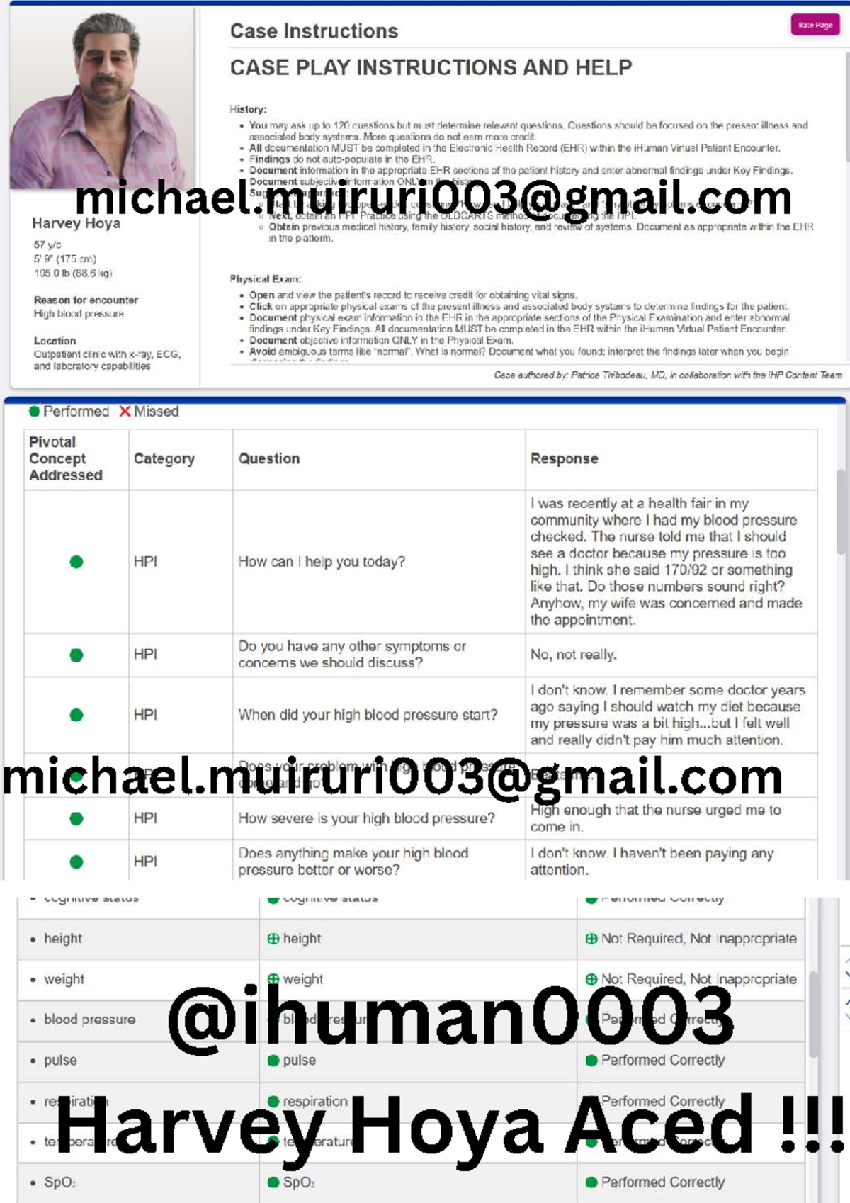 Case Study Instructions for EHR Documentation: iHuman Encounter (HPI) - Studocu