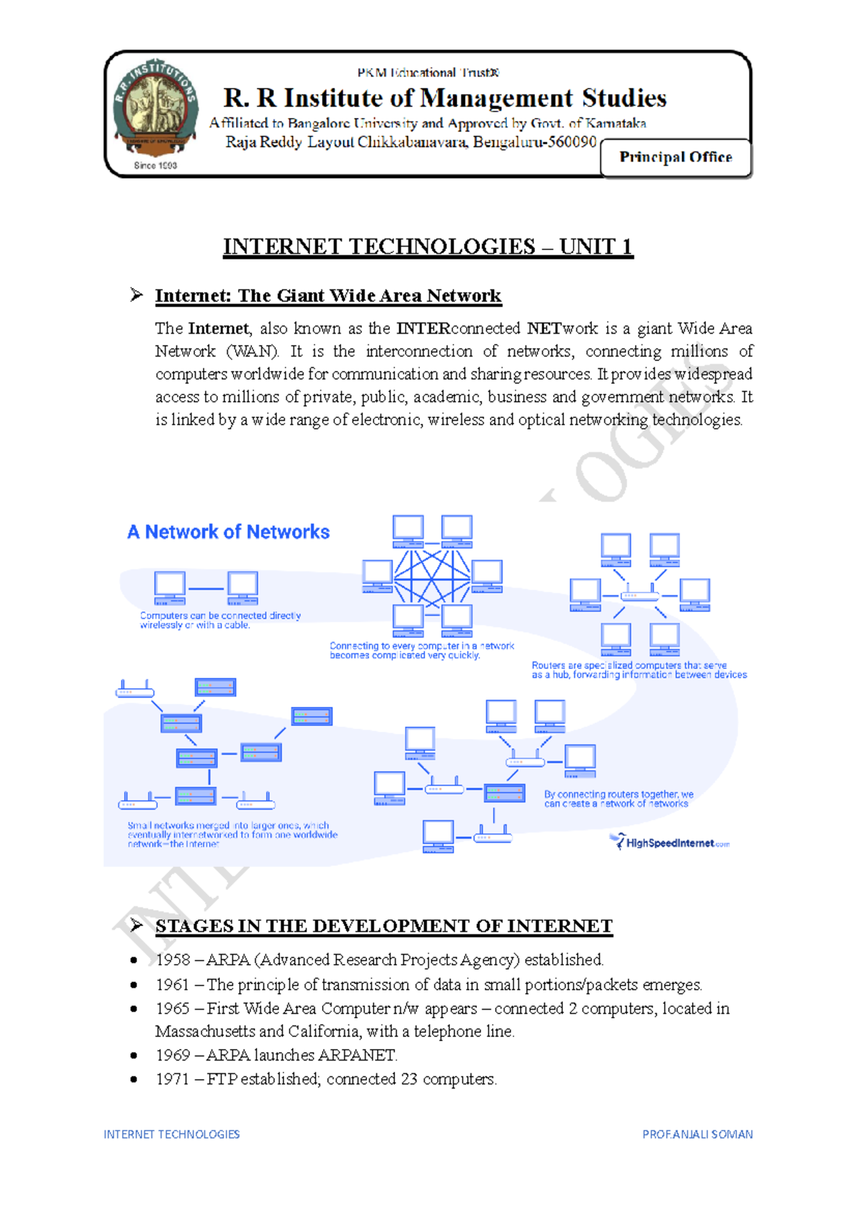 Internet Technologies - UNIT 1 Overview and Key Concepts - Studocu