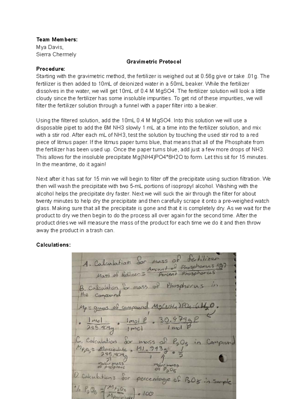 Fertilizer Protocol: Gravimetric & Spectrophotometric Methods - Studocu