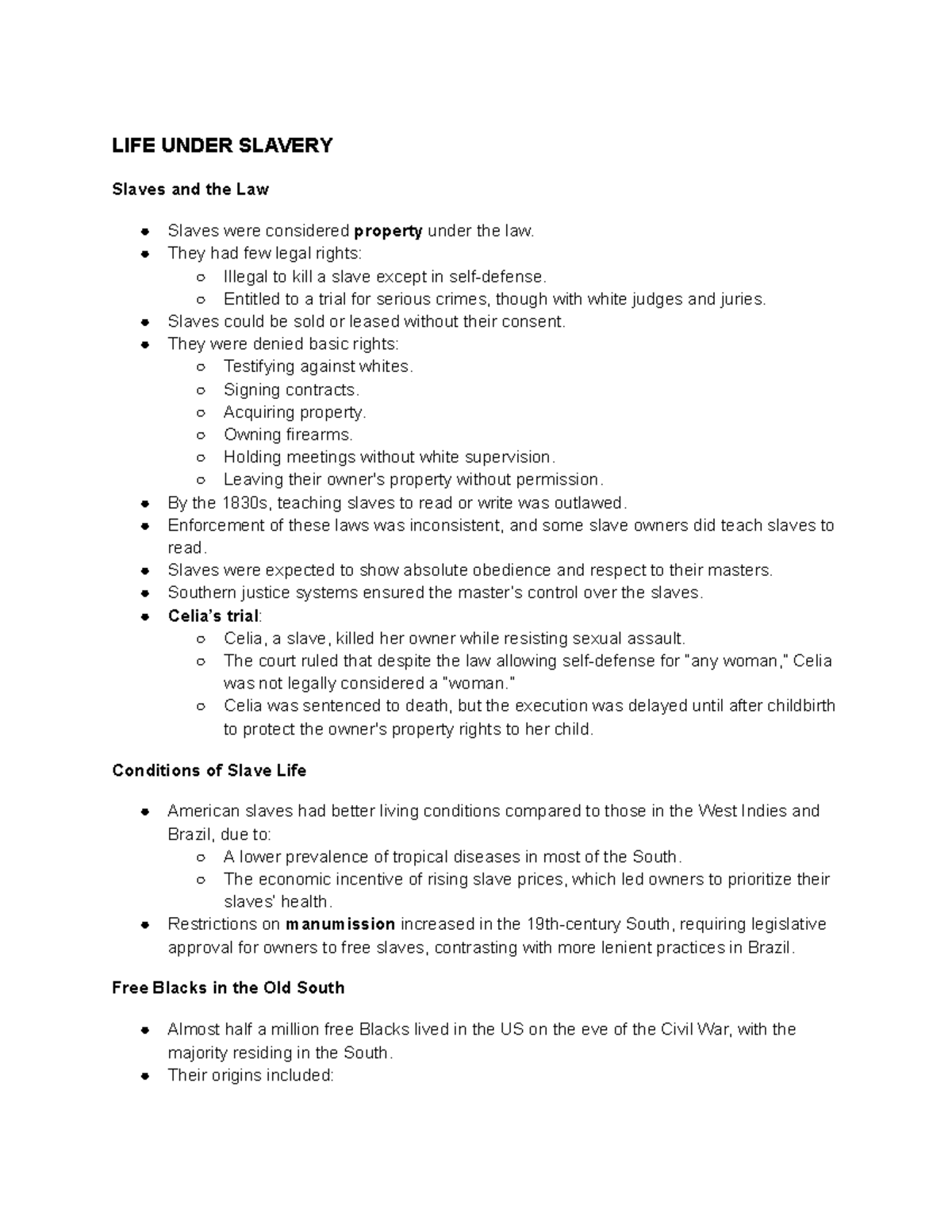 Give Me Liberty Life under slavery - LIFE UNDER SLAVERY Slaves and the Law Slaves were ...