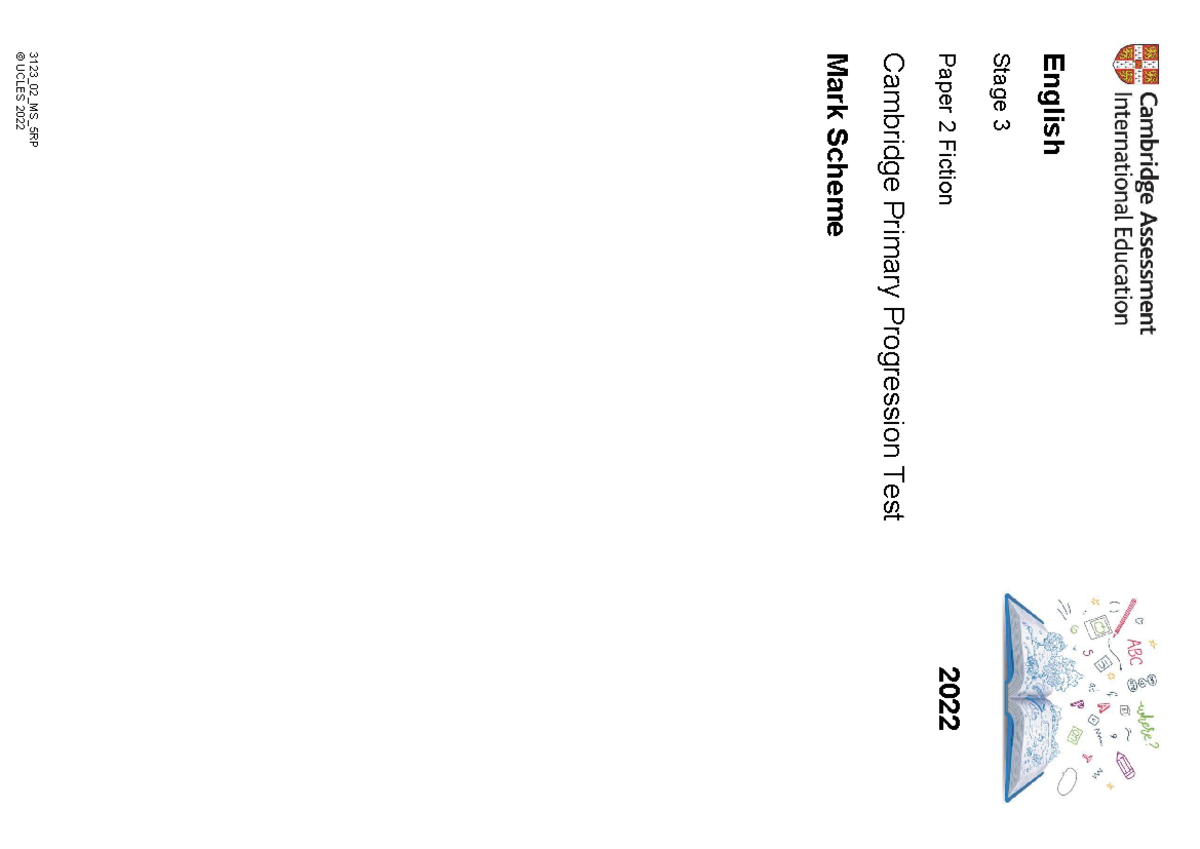 English Stage 3 Paper 2 Fiction Mark Scheme 3123_02_MS_2022 - Studocu