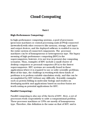 CC UNIT 5: Overview of Cloud Computing Services and Providers - Studocu