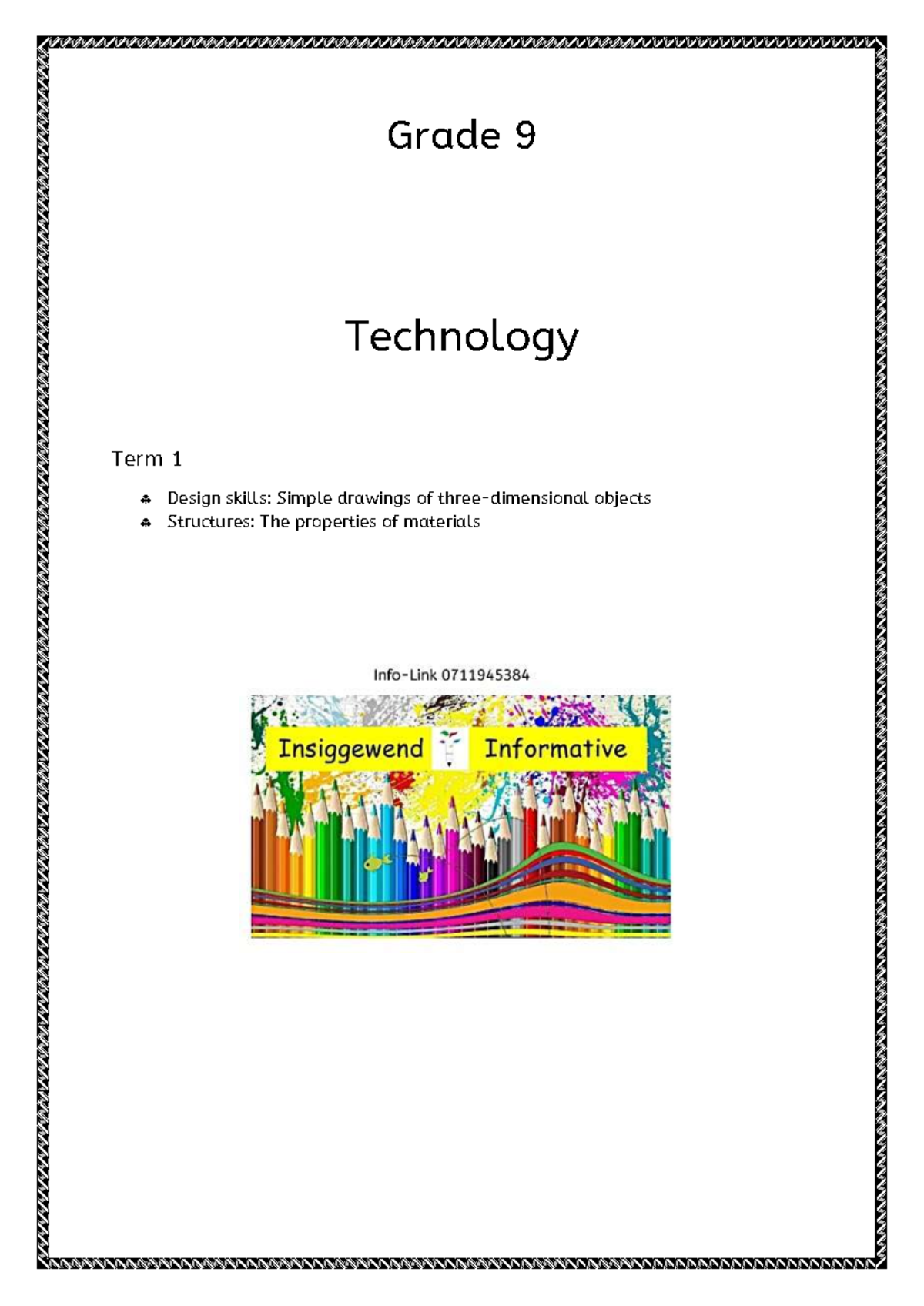 Grade 9 Technology Term 1: Design Skills & Material Properties - Studocu